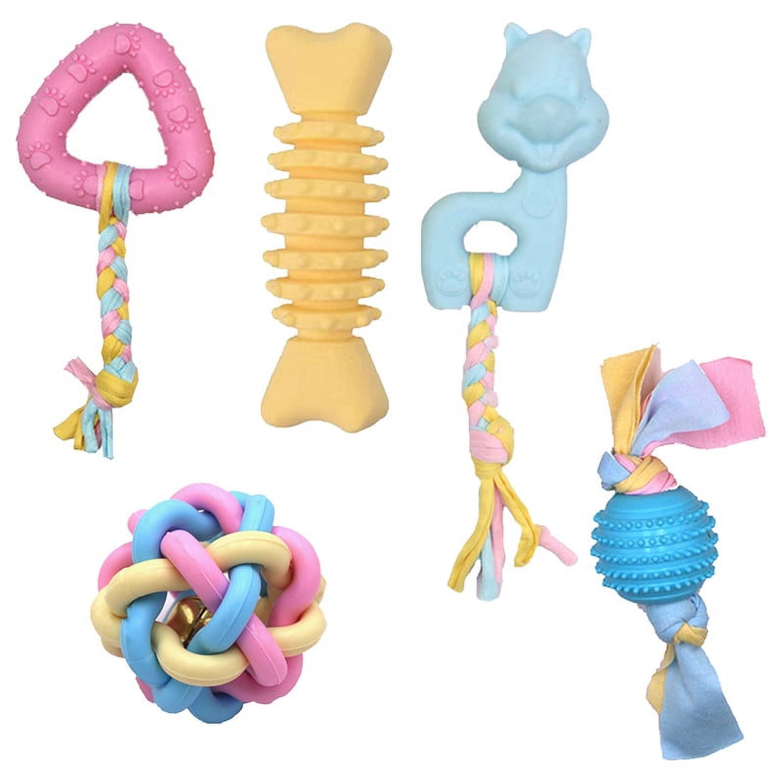 LONGHEXINA 5 Pack Puppy Chew Toy Set with Ball and Cotton Ropes for ...