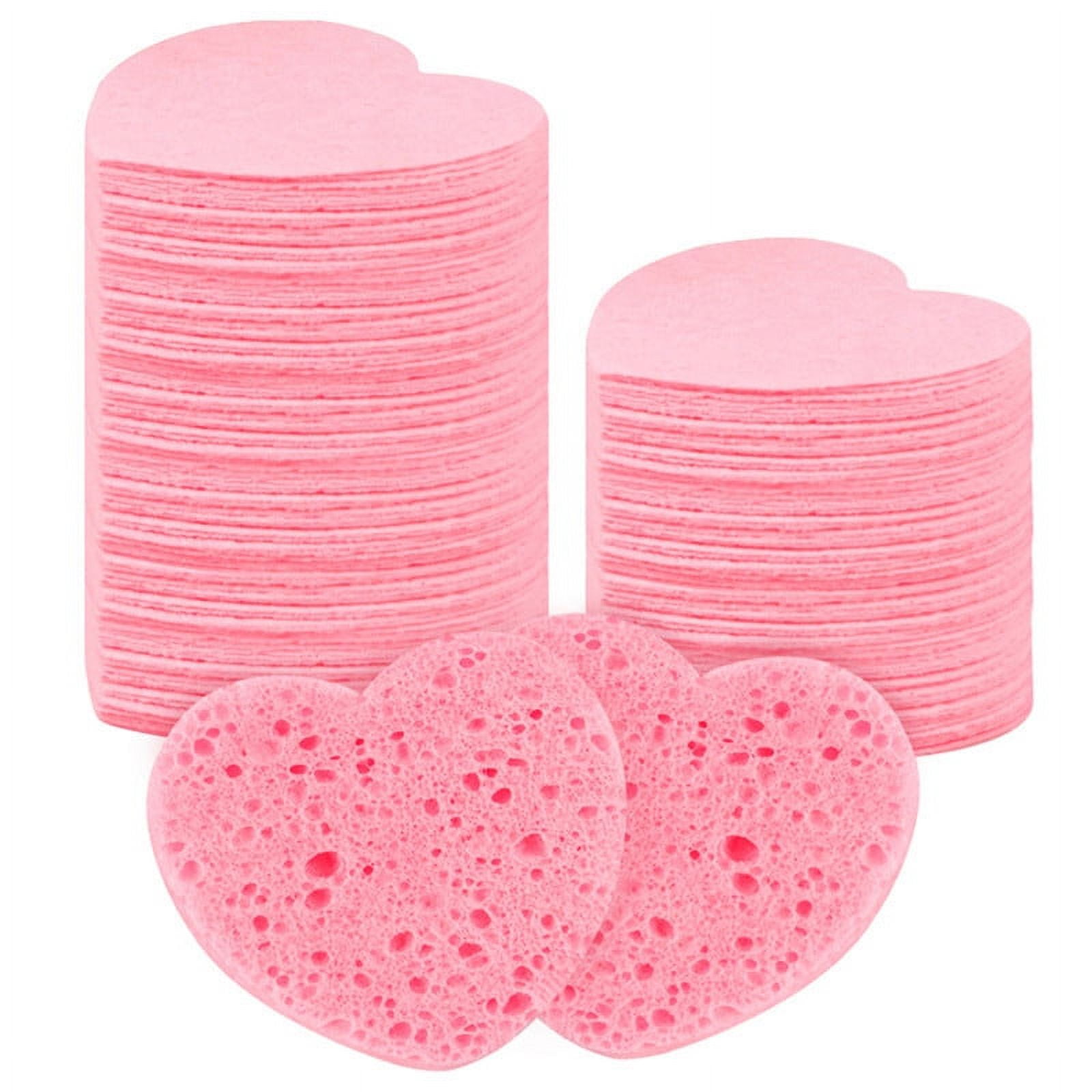 LONGHEXINA 50 Pcs Heart Sponge Face Cleansing Sponge with Container for ...