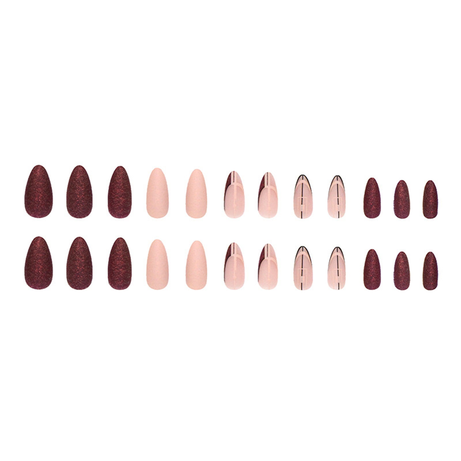 LONGOEASY Press on Nails Fake Nails Flash Color Powder Frosted Texture ...