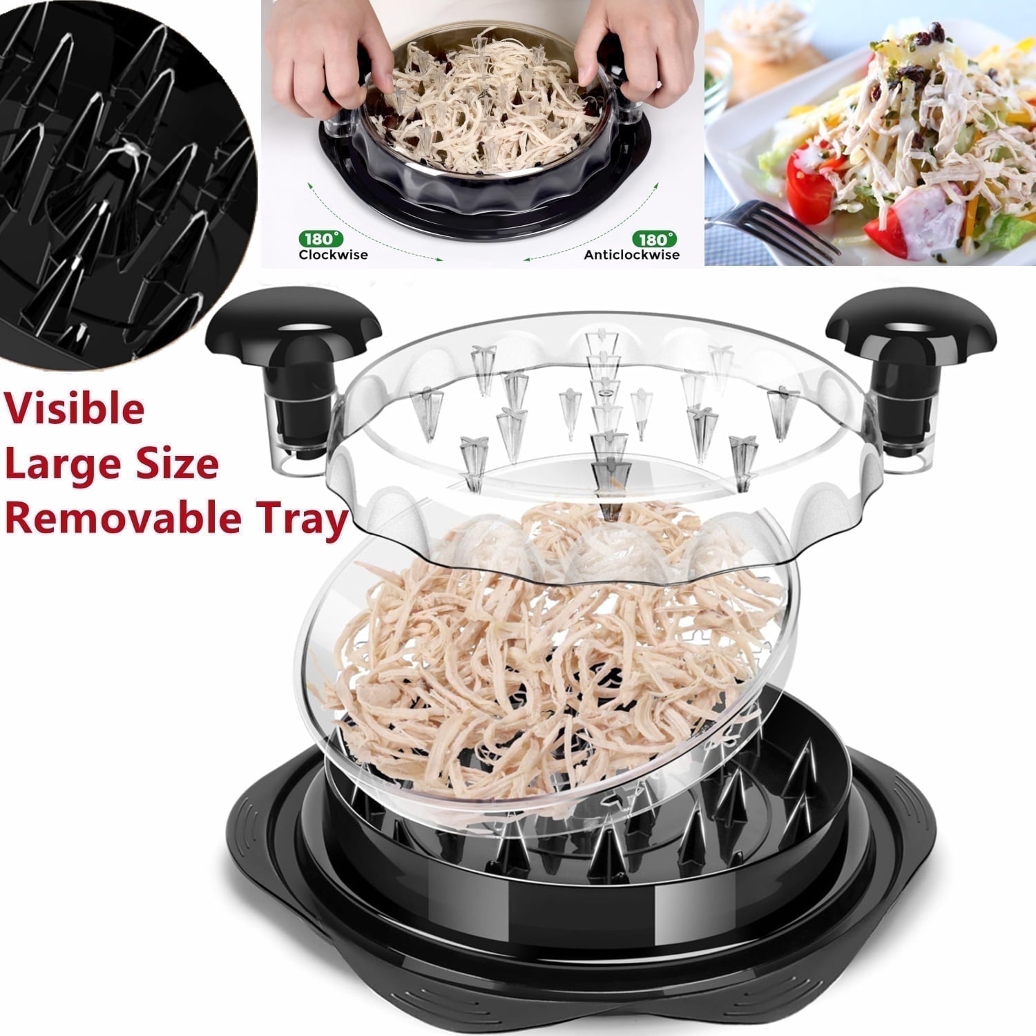 LONGOMA Chicken Shredder, New Large Visible Chicken Breast Tool Twist Grinder Meat Shredder ...
