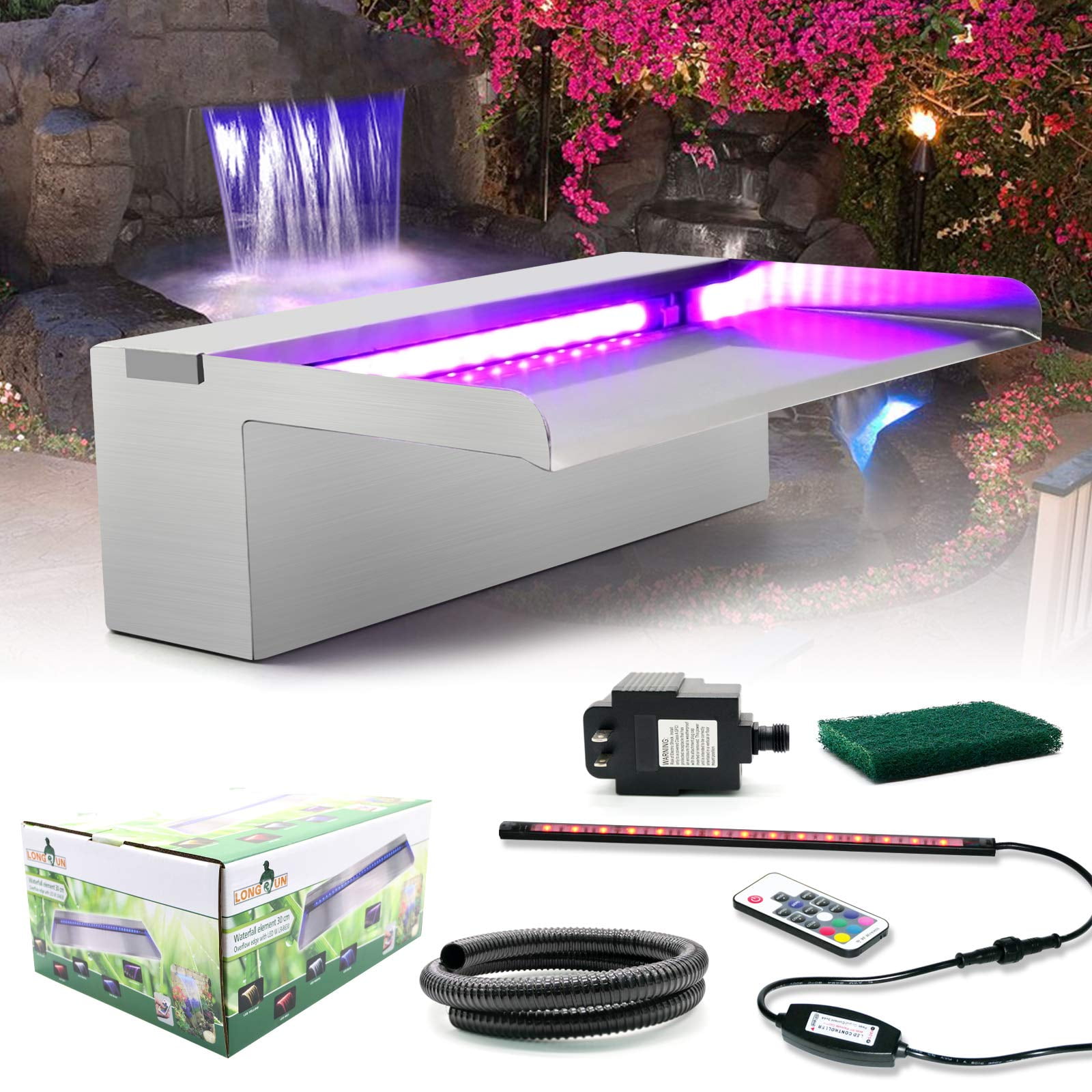 LONGRUN Waterfall Spillway Stainless OIF8 Steel Pond Waterfalls with ...