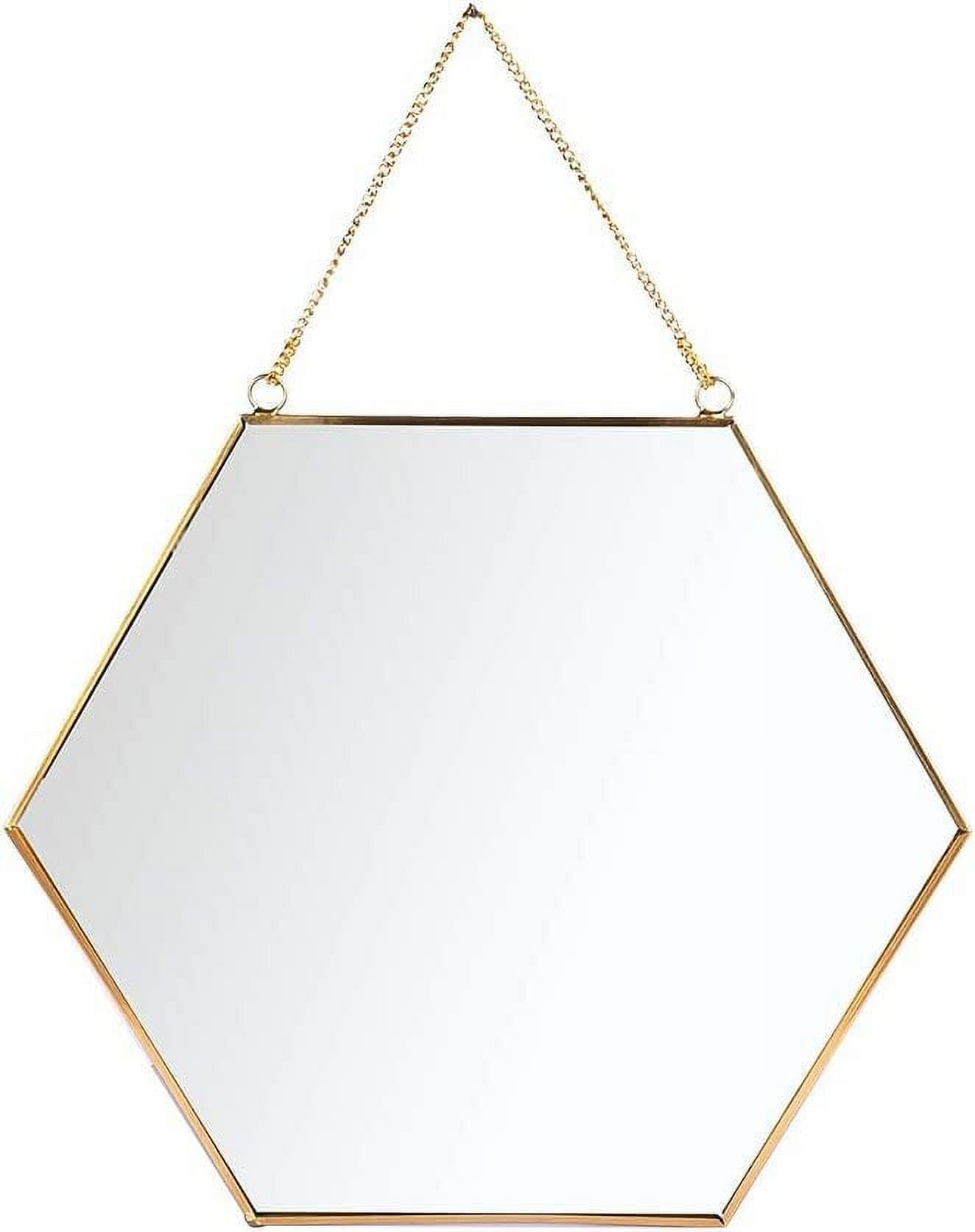 LONGWIN Decorative Hexagon Mirror, Gold Geometric Wall Hanging with ...