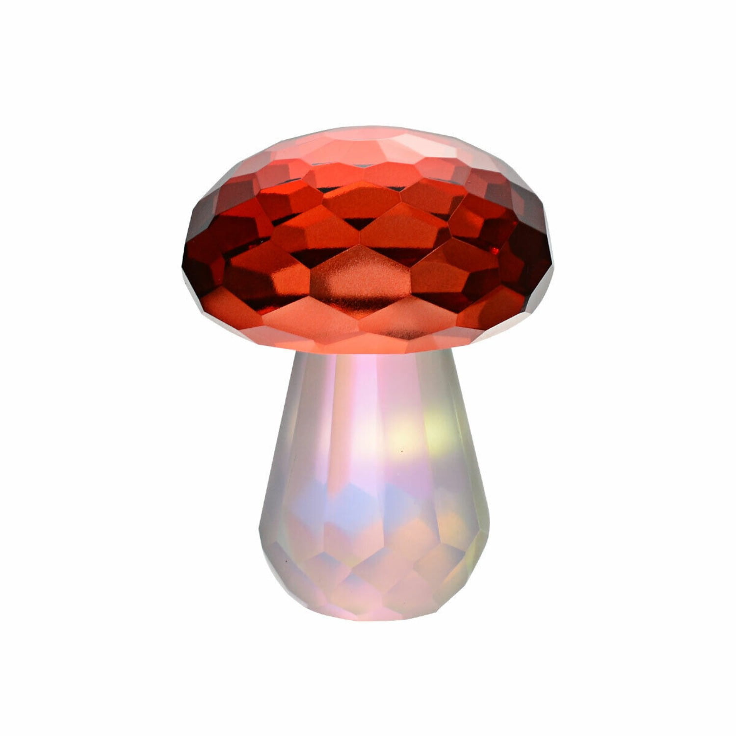 LONGWIN Red Crystal Mushroom Figurine Collectible Glass Mushroom ...