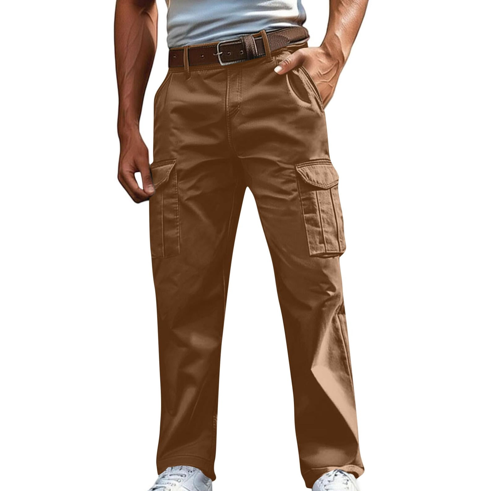 LONKITO Cargo Pants for Men Slim Fit Cotton Linen Work Pants with ...