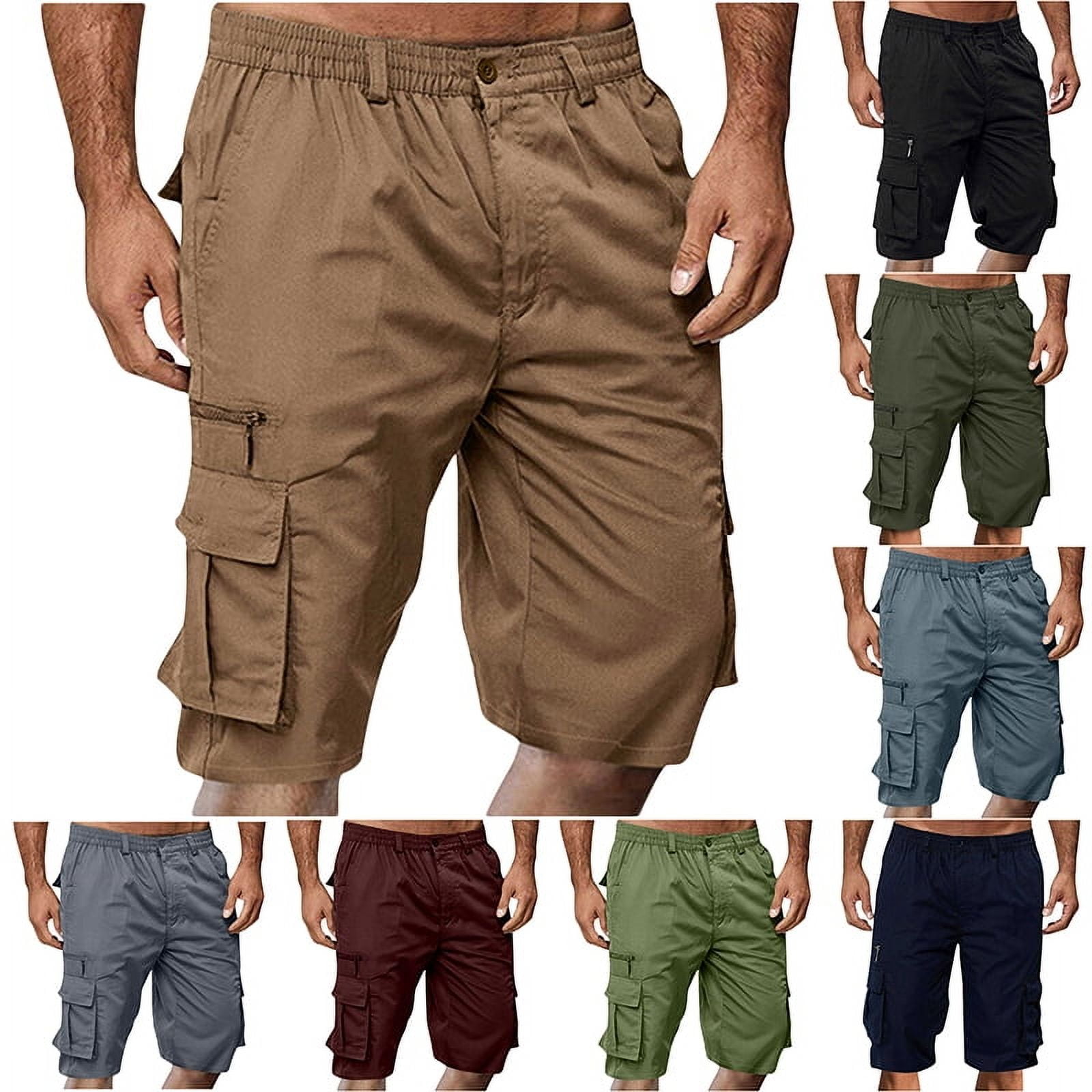 LONKITO Mens Cargo Shorts Elastic Waist Outdoor Fishing Hiking Shorts ...