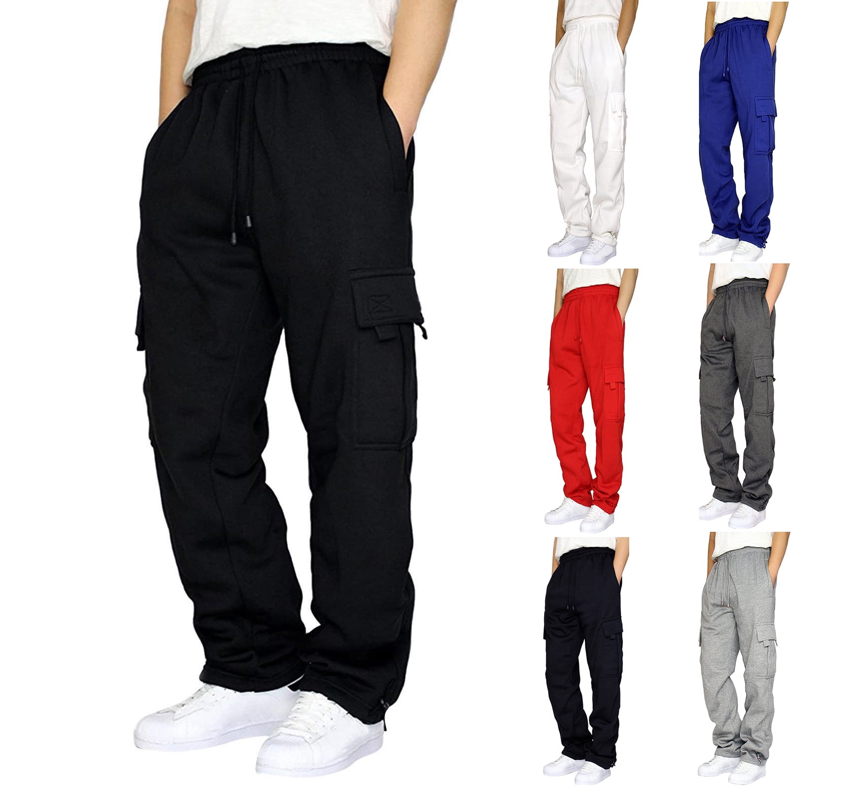 LONKITO Men's Lightweight Cargo Sweatpants Baggy Stretch Drawstring ...