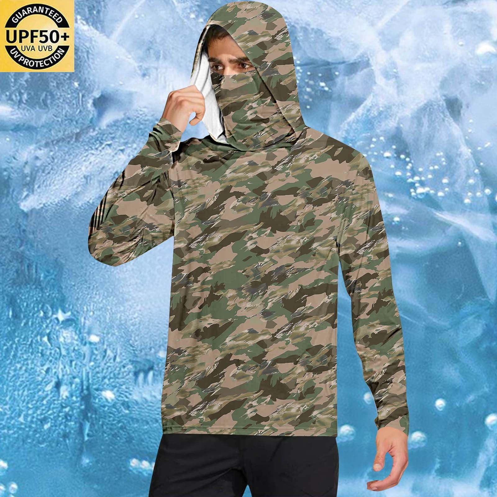 LONKITO UPF 50+ Mens Long Sleeve Sunscreen Hoodie UV Sun Protection ...
