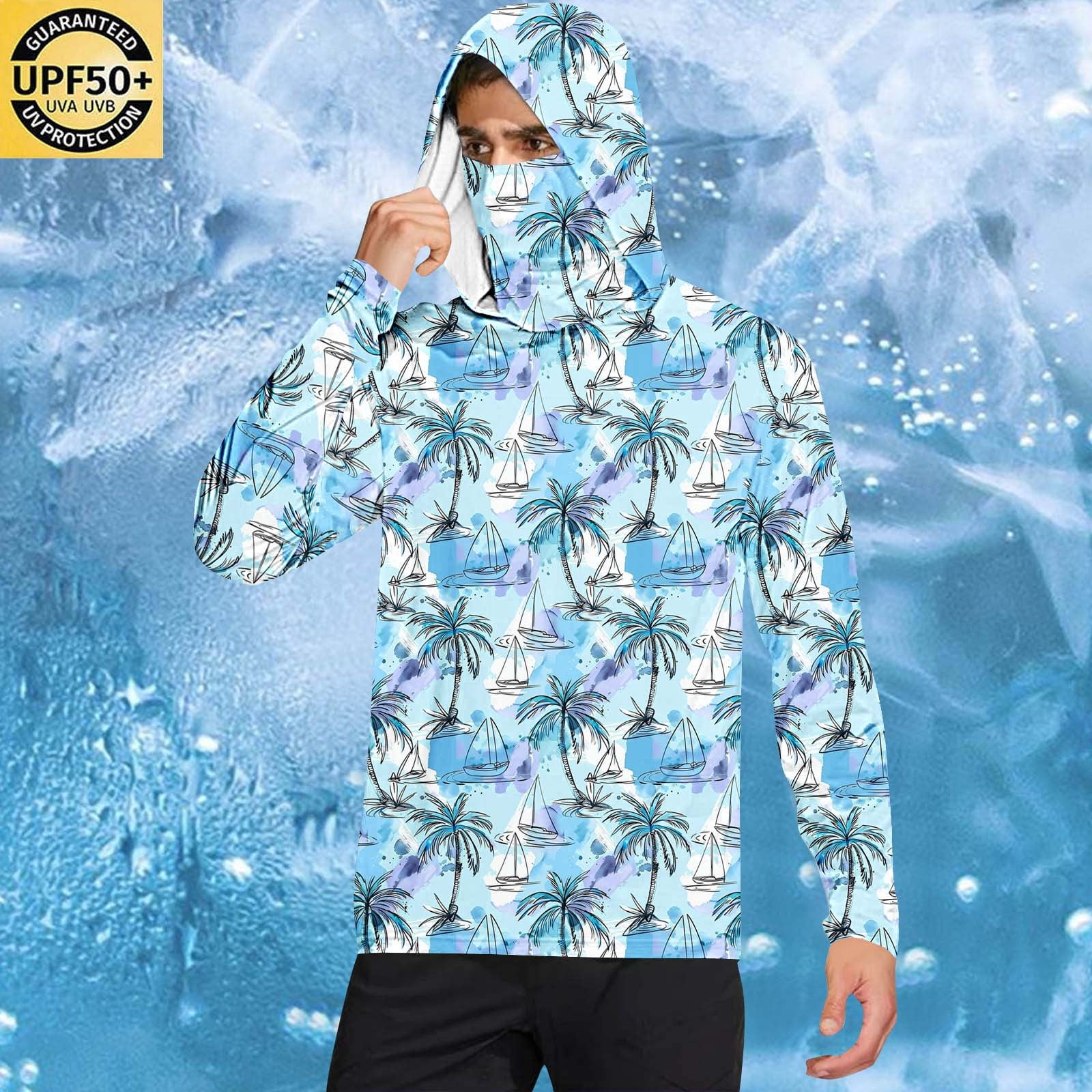 LONKITO UPF 50+ Sunscreen Hoodie for Men Long Sleeve UV Sun Protection ...