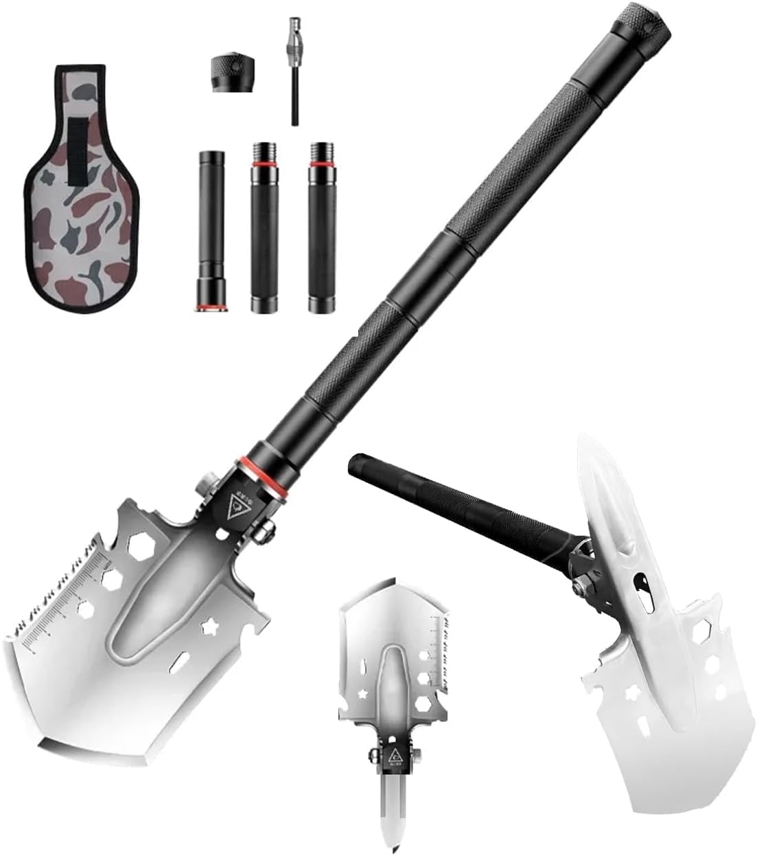LONLEEYU Military Grade Folding Survival Shovel - Camping Multitool ...