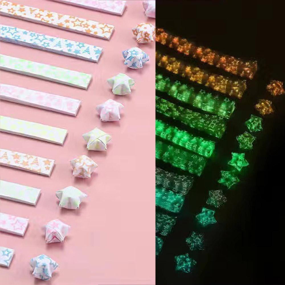LONPUN 210 Strips Folding Origami Paper Luminous Lucky Wish Glows the ...