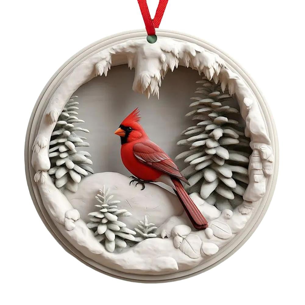 LONPUN Christmas Cardinal Ornaments, Acrylic Red Birds Hanging Sign ...