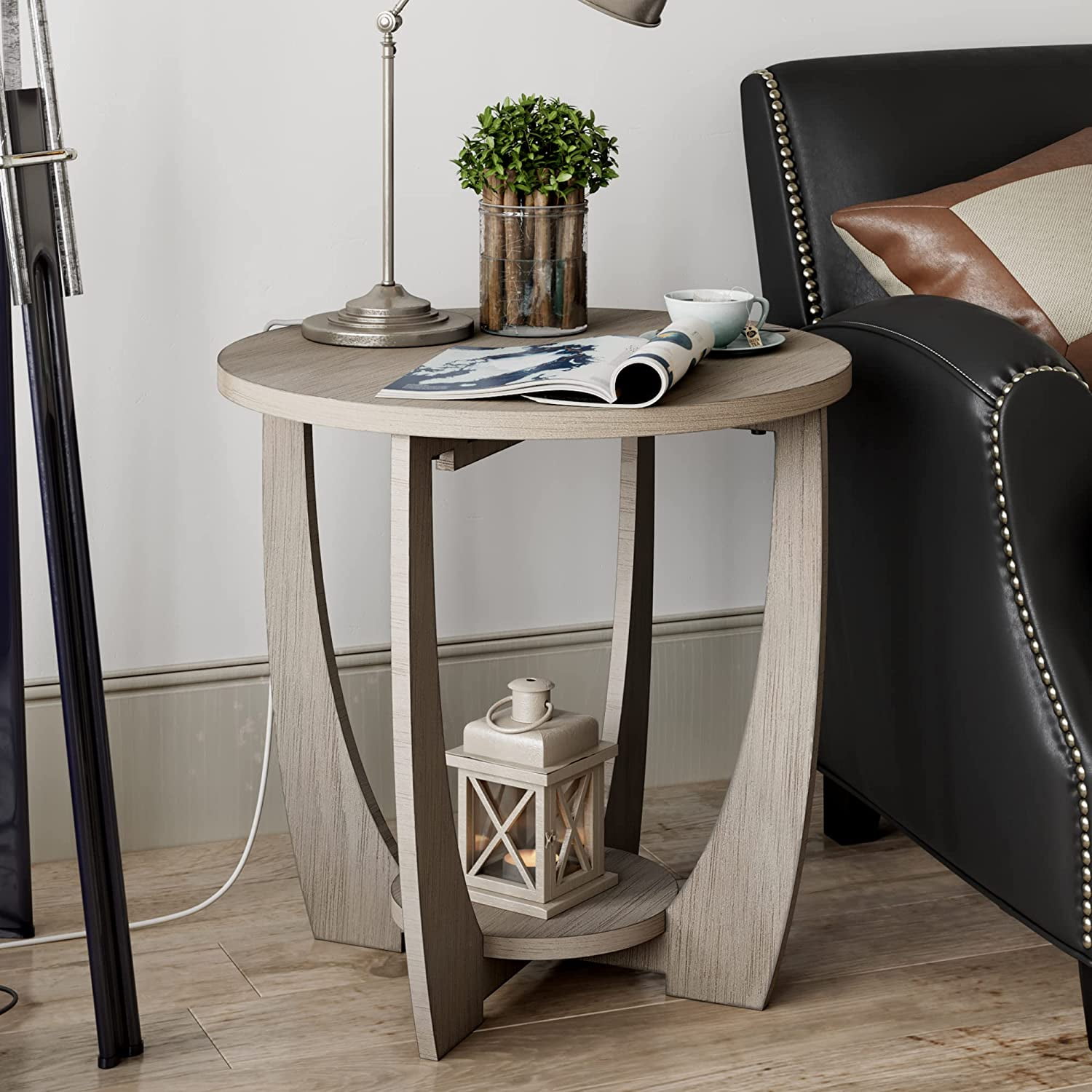 LONYKE Round Farmhouse End Table for Small Spaces, French Country ...