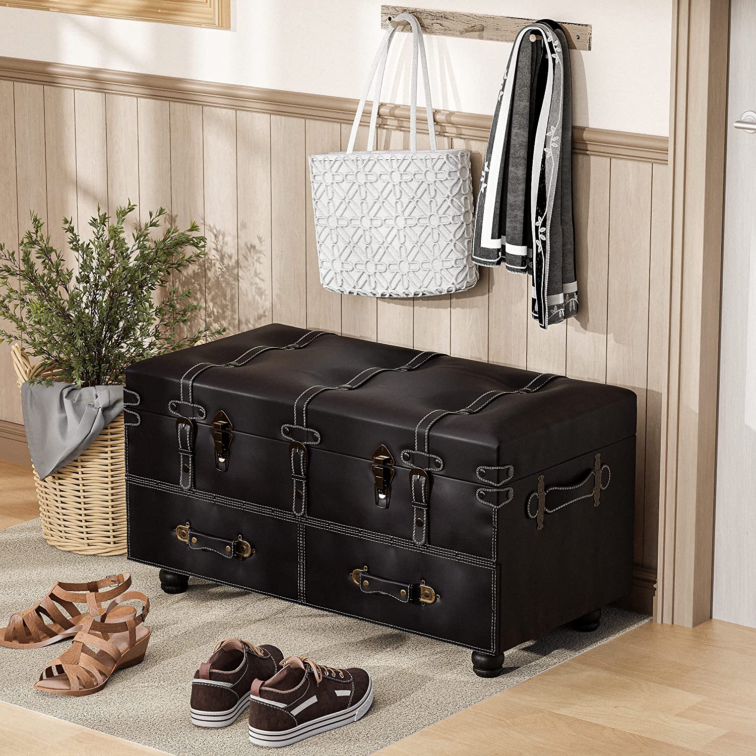 LONYKE Vintage Treasure Chest with Closure and Buckle Trunk, Farmhouse ...