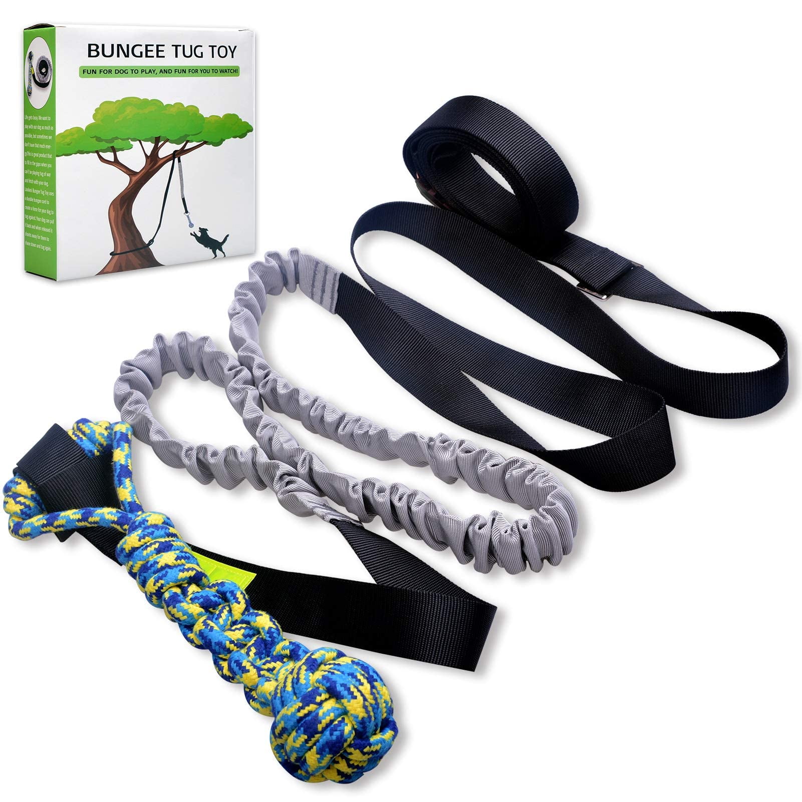 LOOBANI Outdoor Bungee Tug Toy, Dog Toy Hanging from Tree for Small to ...