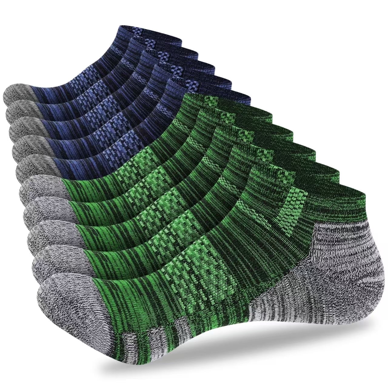 LOOIKOOS 10 Pairs Men's Ankle Socks, Cushioned Breathable Comfort Low ...