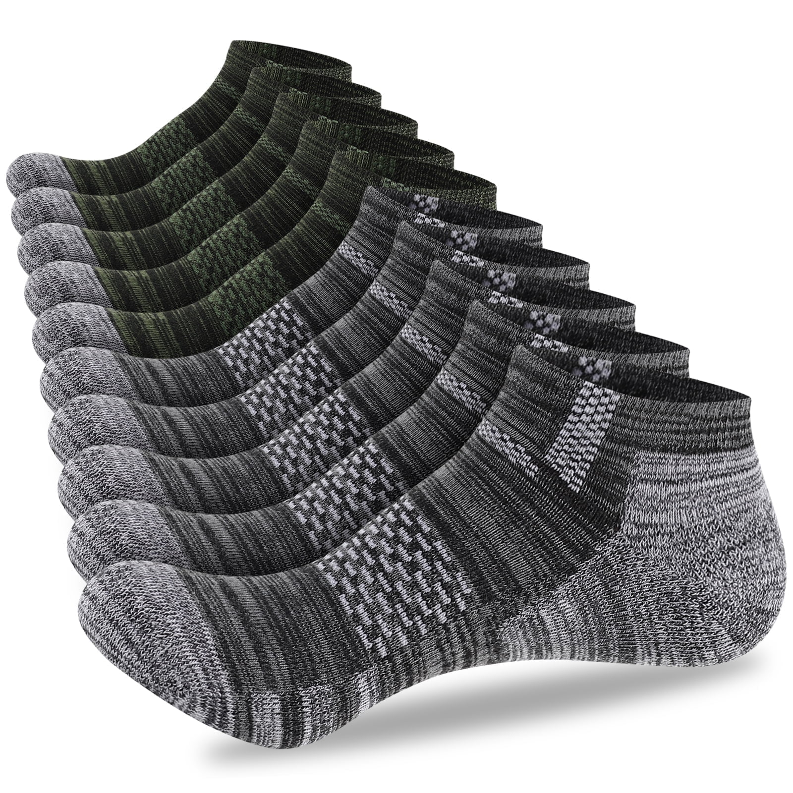 LOOIKOOS 10 Pairs Mens Ankle Socks Cushioned Breathable Low Cut Socks ...