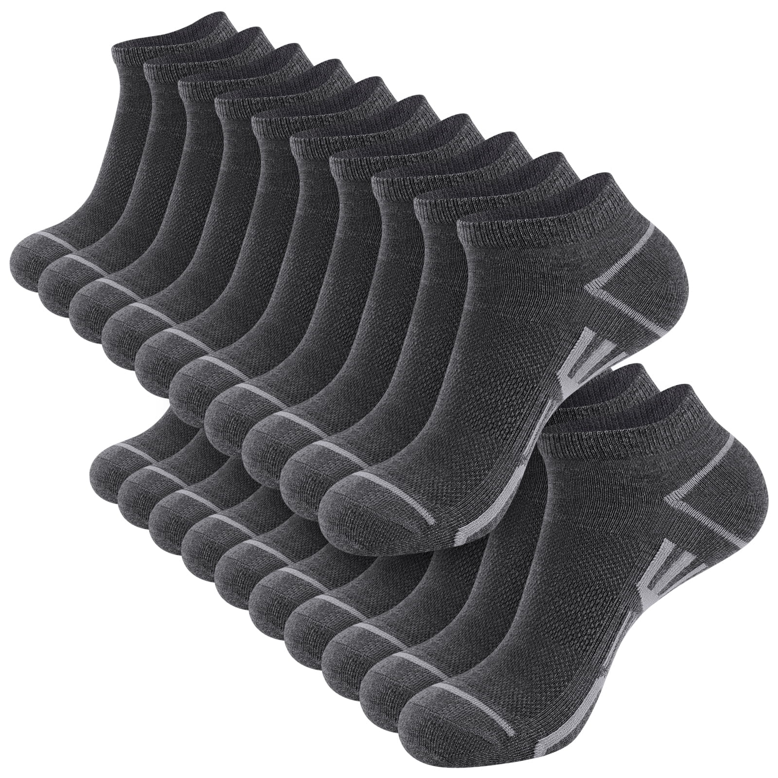 LOOIKOOS 10 Pairs Mens Cushioned Ankle Socks, Low Cut With Arch ...