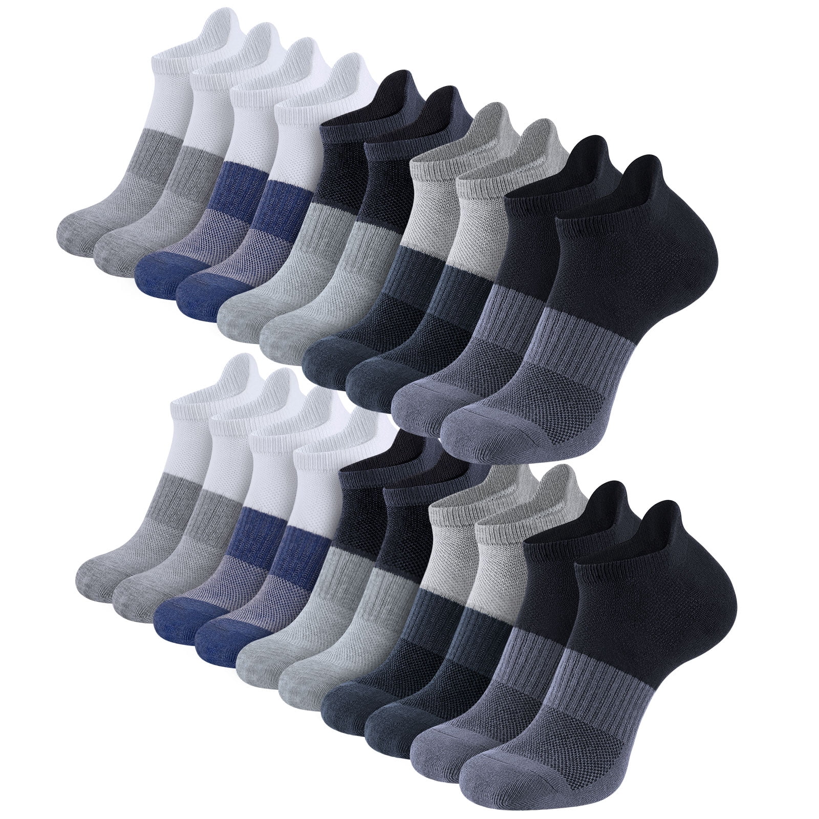 LOOIKOOS 10 Pairs Mens Ankle Socks,Low Cut Lightweight Athletic ...