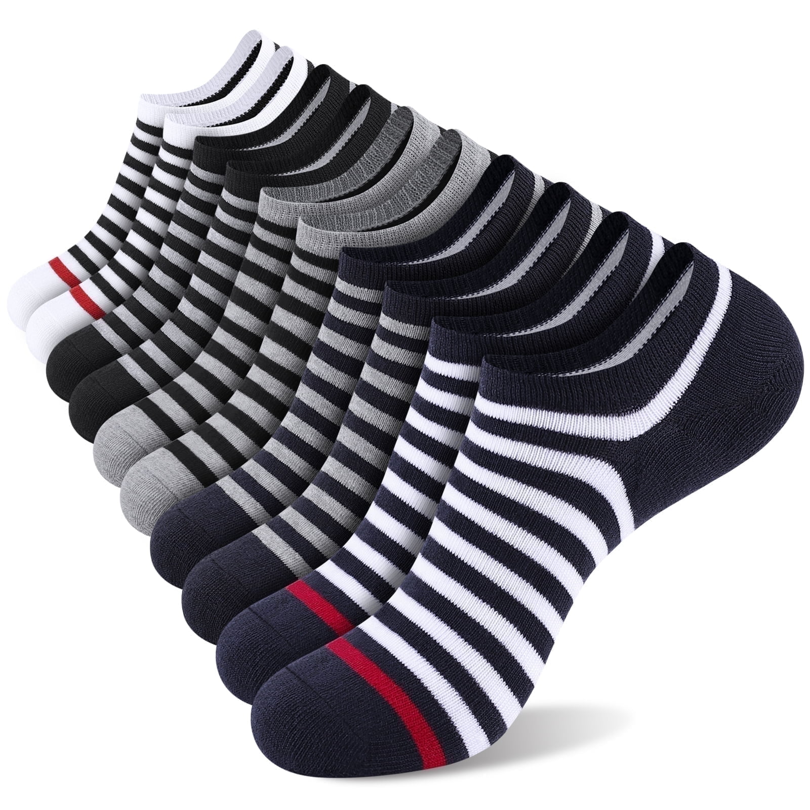 LOOIKOOS 10 Pairs Mens Thin No Show Socks Low Cut Lightweight Invisible ...