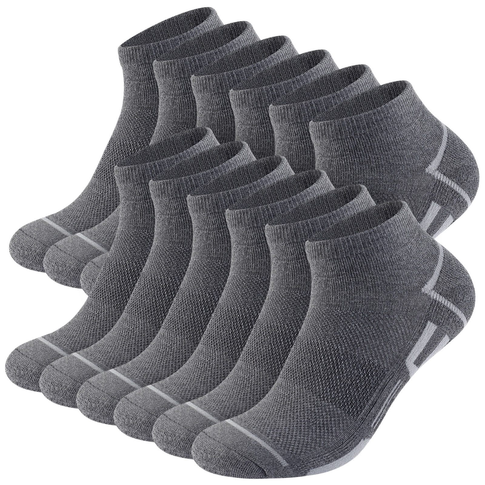 LOOIKOOS 12 Pairs Mens Ankle Socks, Lightweight Athletic Low Cut Socks ...