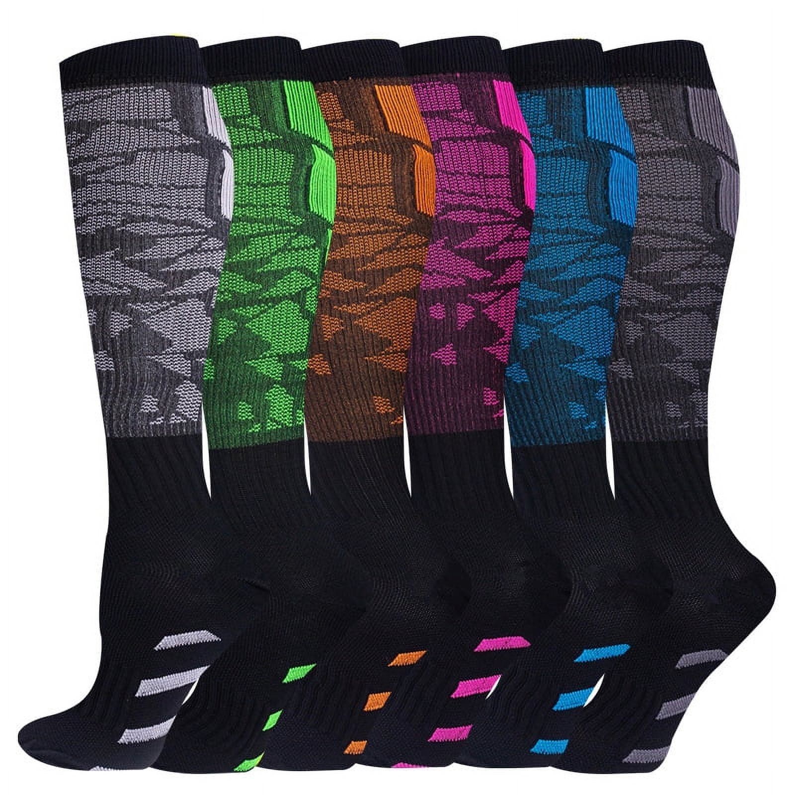 LOOIKOOS 6 Pairs Compression Socks for Men & Women, Unisex Athletic ...