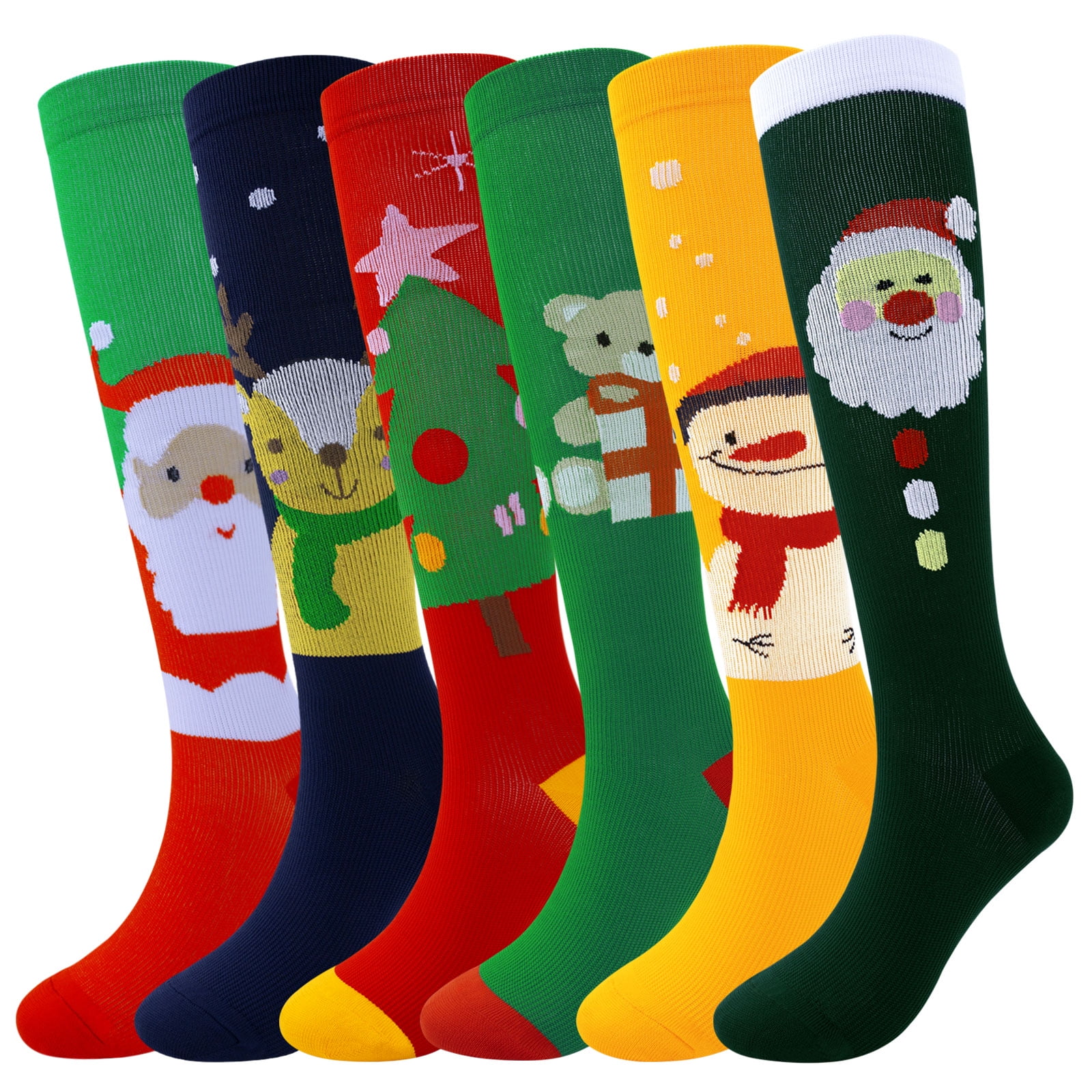 LOOIKOOS 6 Pairs Unisex Christmas Compression Socks Women, Men ...