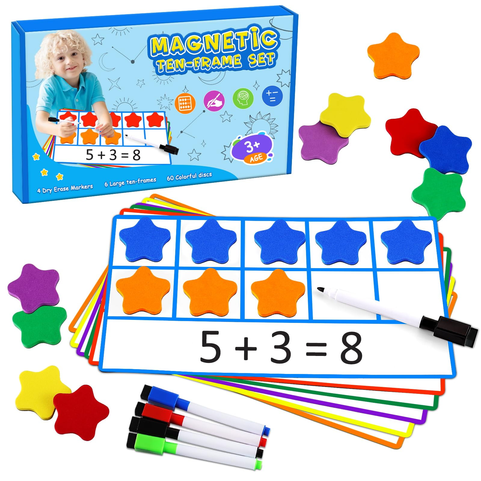 LOOIKOOS Magnetic Ten-Frame Set,Math STF9 Manipulative Games for ...