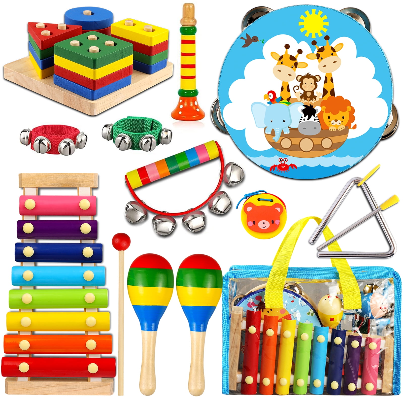 LOOIKOOS Infant Music Kit: Wooden Percussion Instruments, Educational ...
