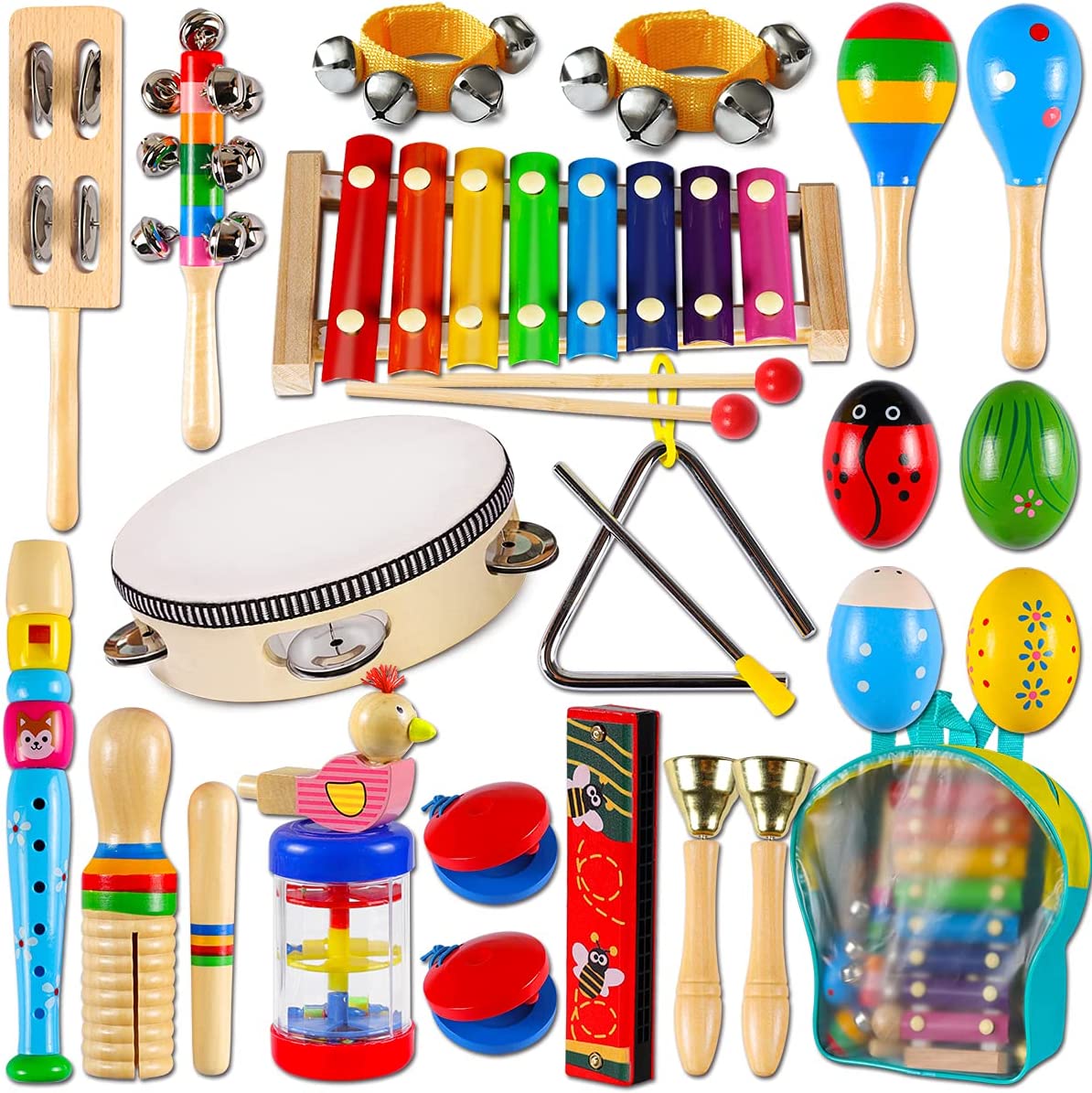 Melissa & Doug Music Makers 7-Piece Wooden Musical Instrument Set ...