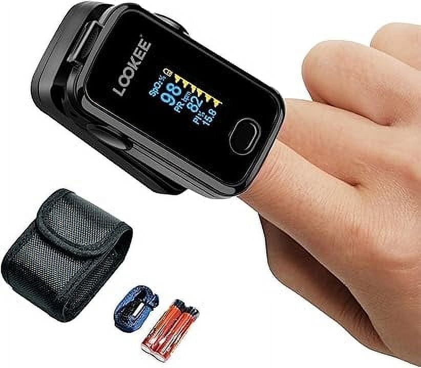 LOOKEE Premium Fingertip Pulse Oximeter with Case Lanyard Batteries ...