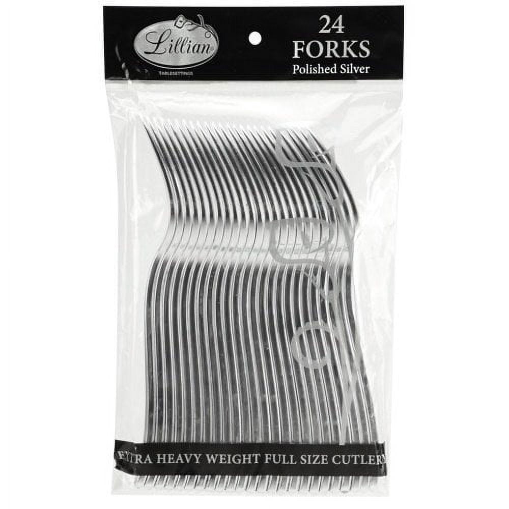 LOOKS LIKE REAL!! Polished Silver Plastic Disposable Cutlery - Forks ...