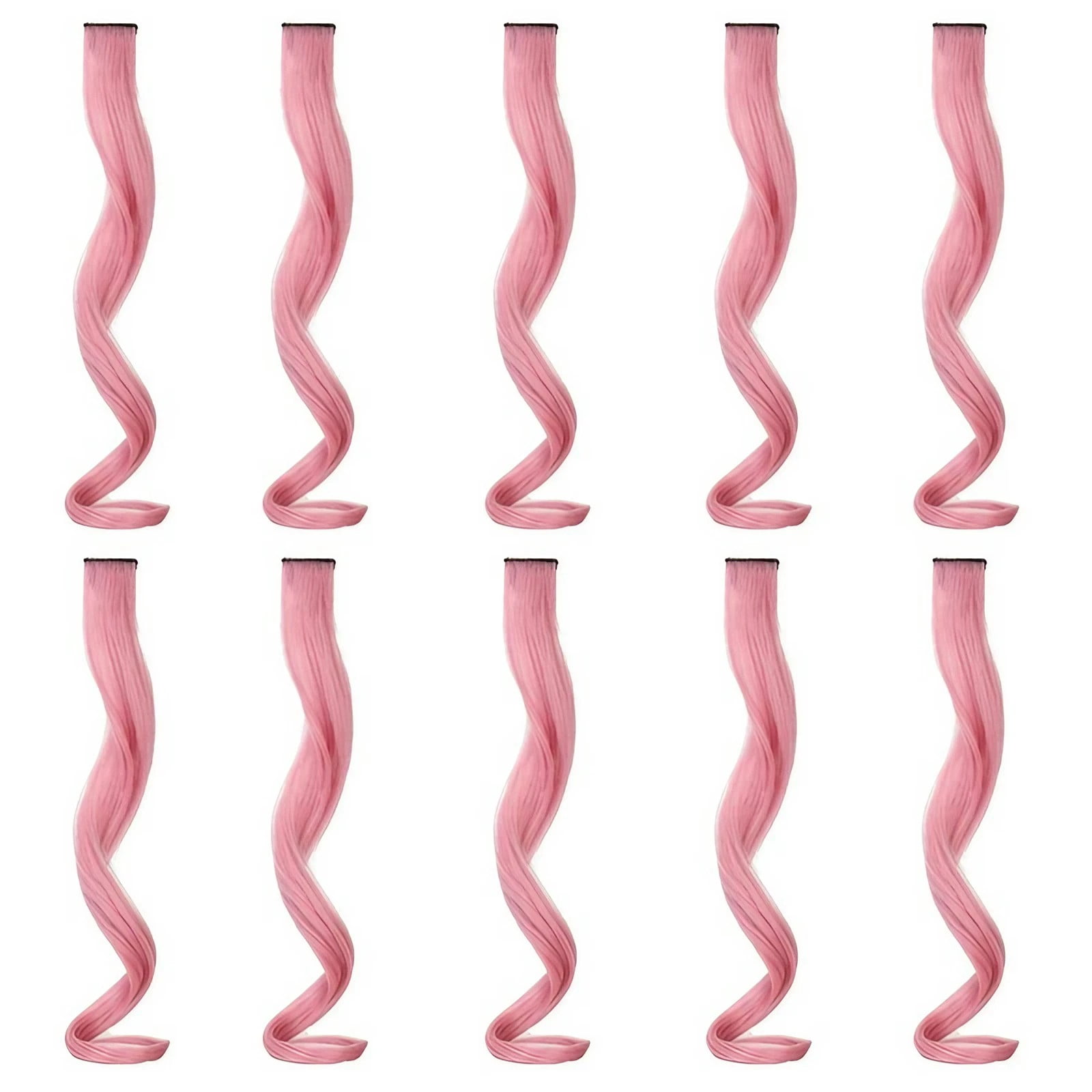 Lookseven 10 Pcs Sakura Pink Curly Hair Extensions, 14 Inch Clip-in ...