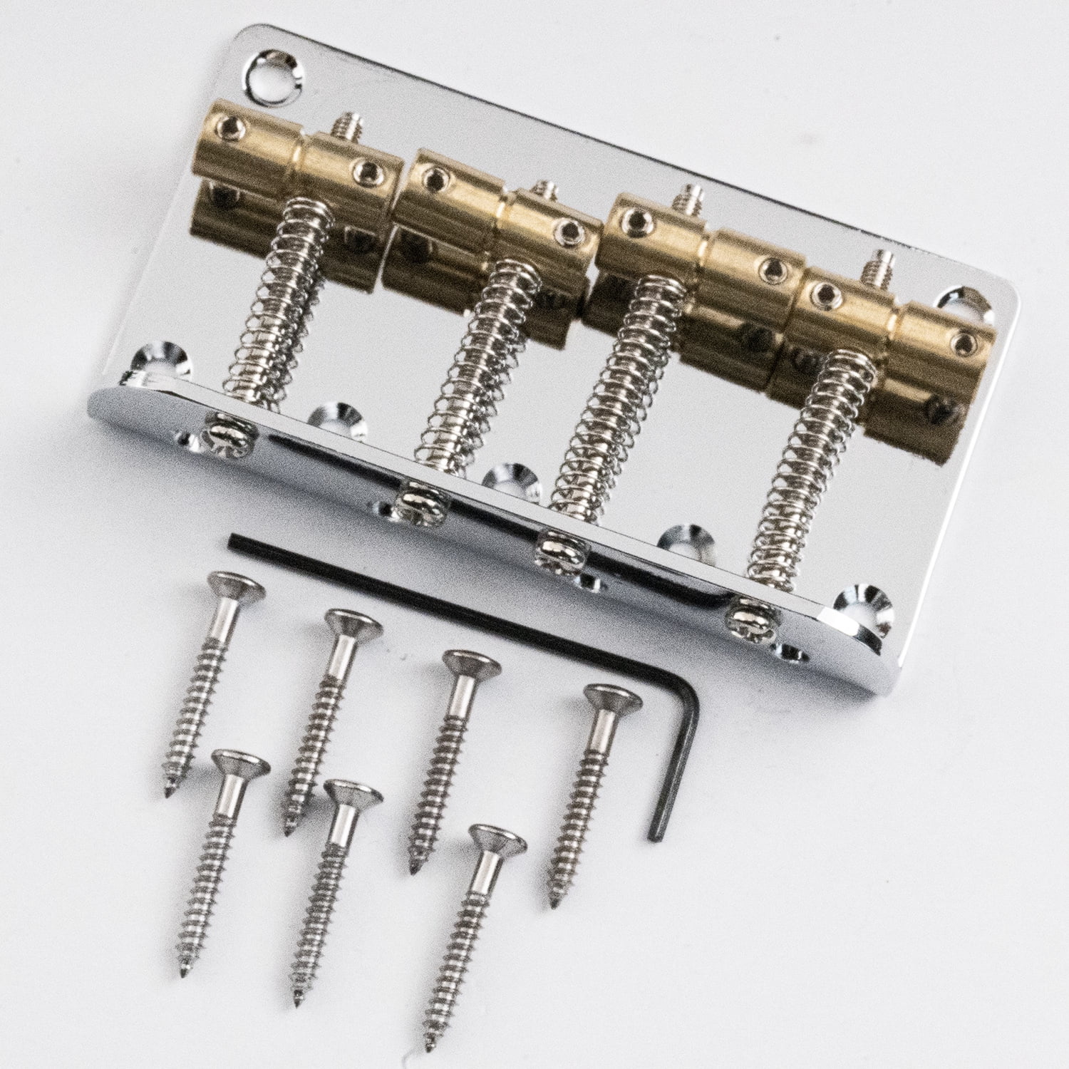 LOOKSEVEN 4-String Electric Guitar Bridge Replacement, Chrome Fixed ...