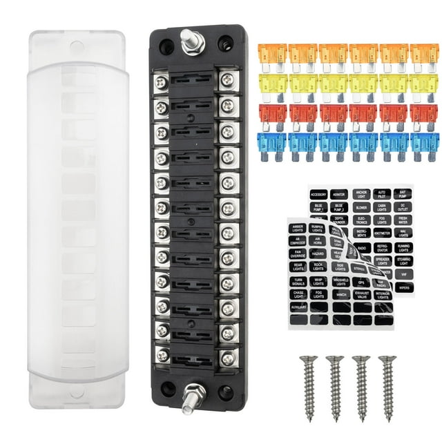 LOOKSEVEN 6 Way Fuse Block with Negative Bus 12V Blade Fuse Holder ATC ...