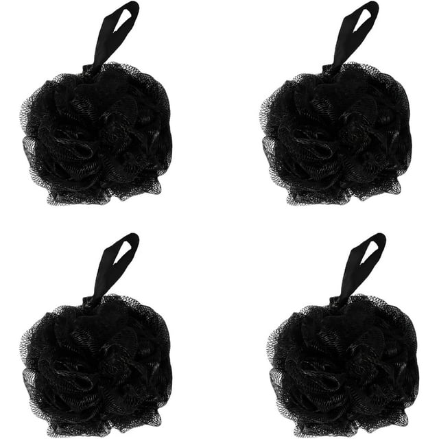Lookseven Bath Sponge Shower Loofahs Black 50g Piece Mesh Pouf Bath