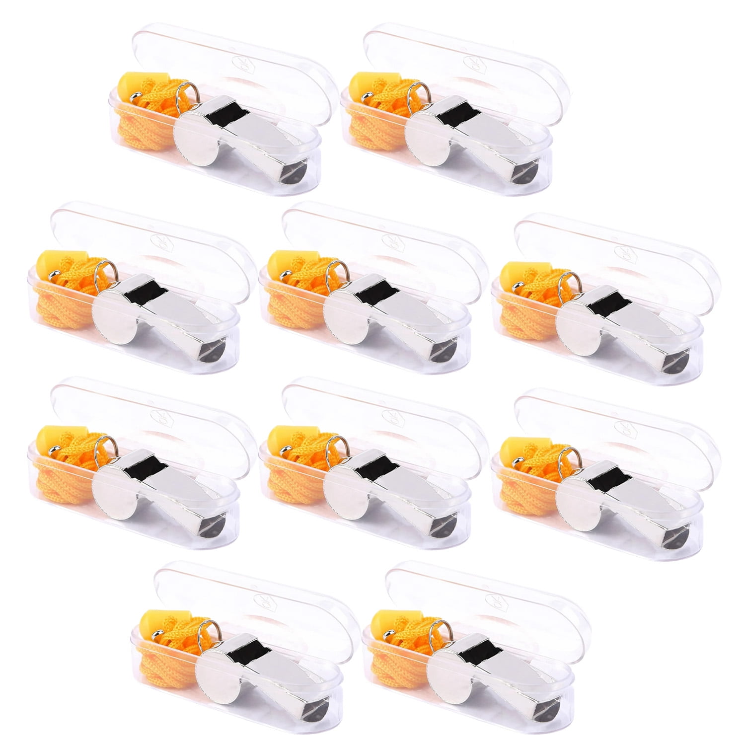 Lookseven Stainless Steel Sports Whistles, Loud Crisp Sound, 10 Pack ...