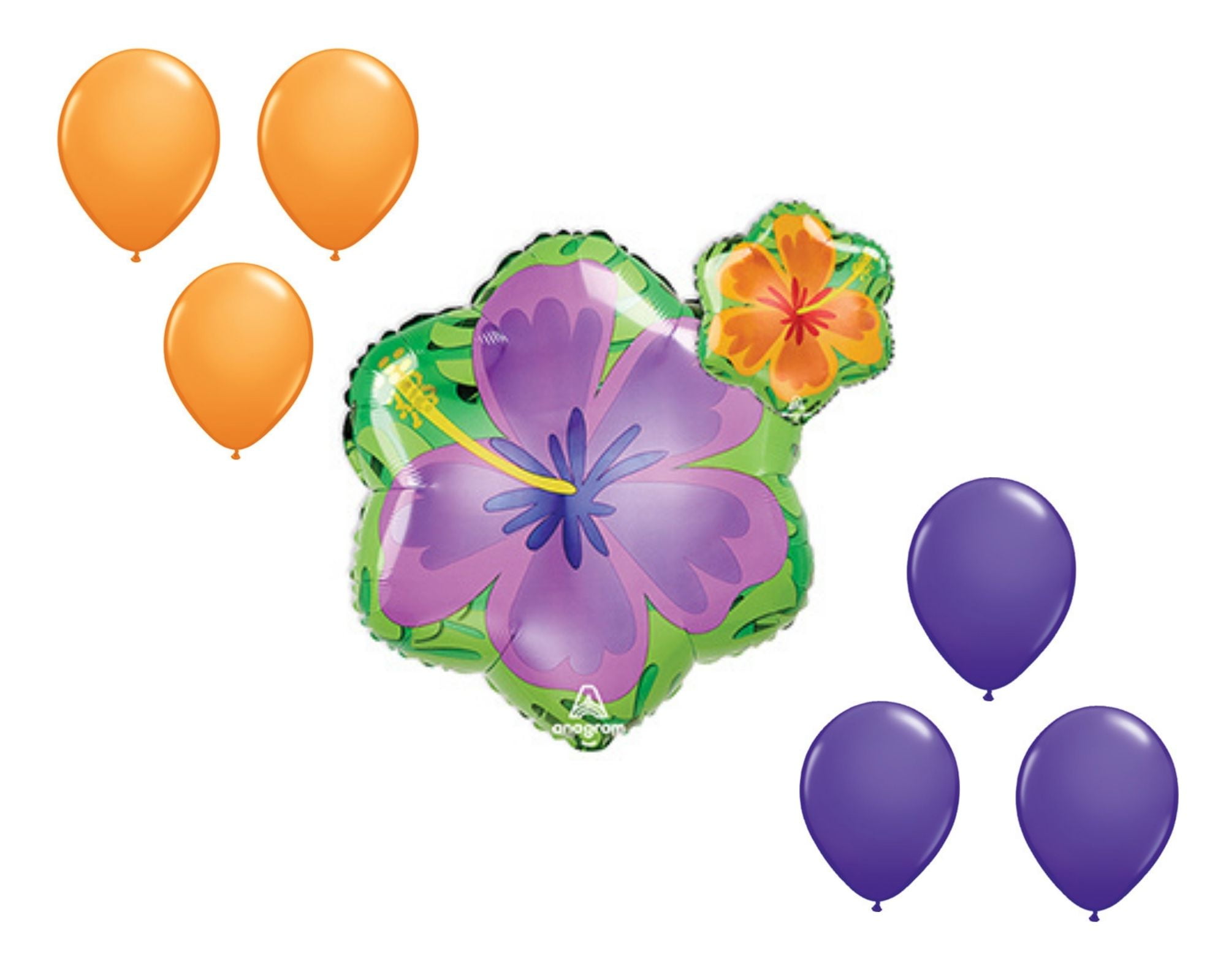 LOONBALLOON 18 inch Shape Orange & Purple Hibiscus Standard Shape Set ...