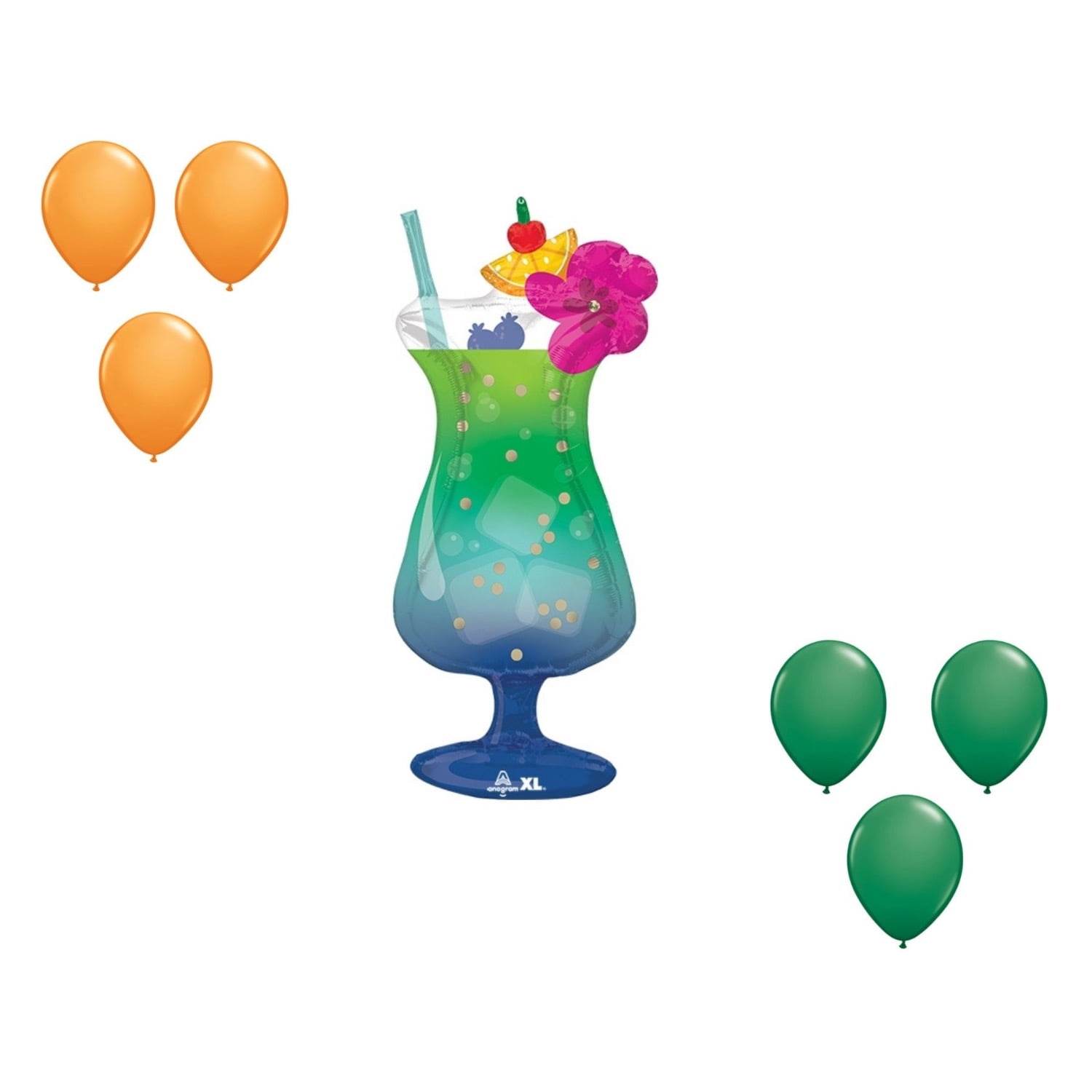 LOONBALLOON 37 Inch Tropical Blue Hawaiian Drink Balloon Medium Shape ...