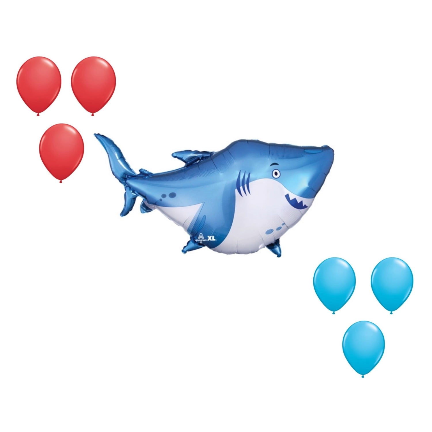 LOONBALLOON 40 Inch Ocean Buddies Shark Balloon Medium Shape Set (6x ...