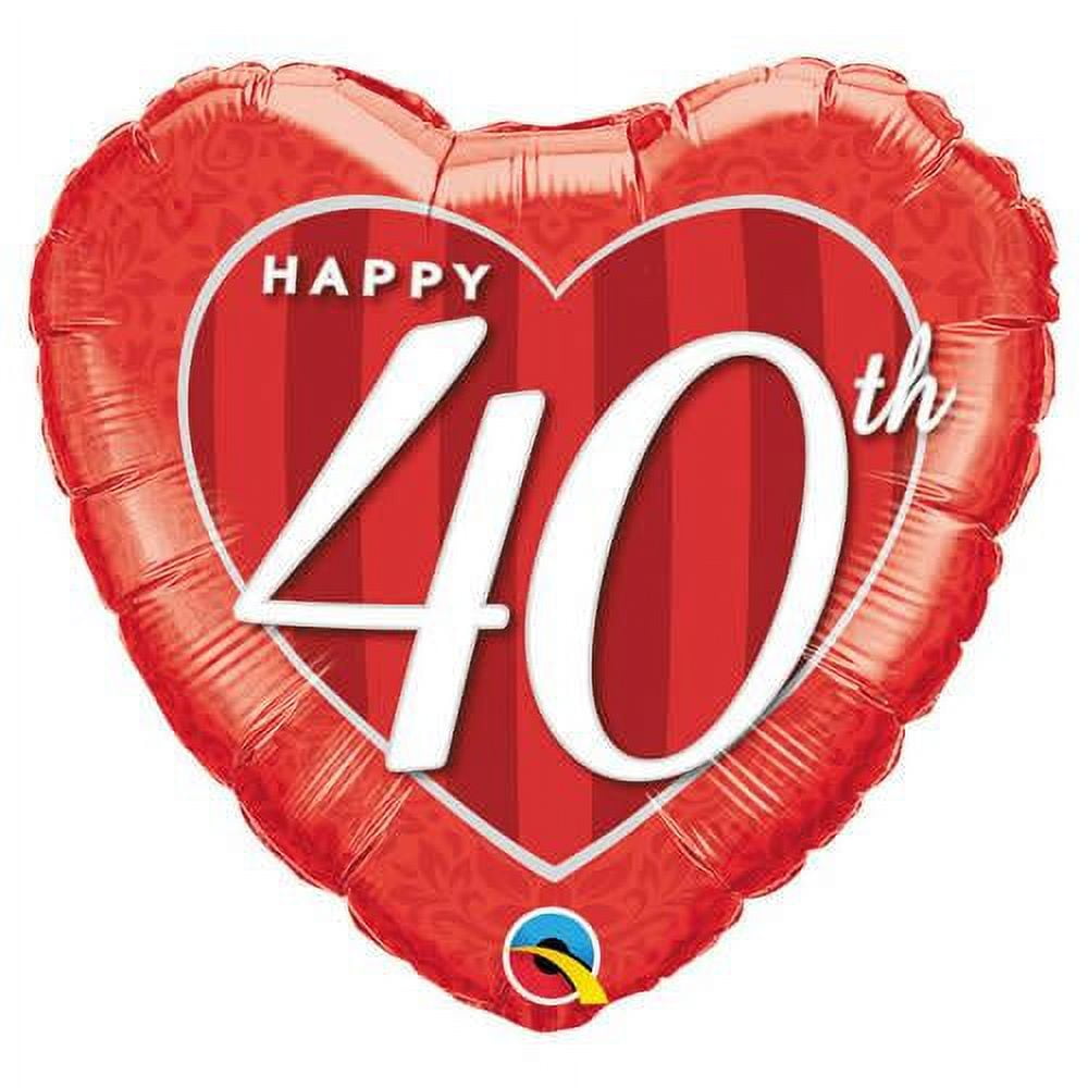 LOONBALLOON Anniversary Balloons, 18" HAPPY 40TH DAMASK HEART - Walmart.com