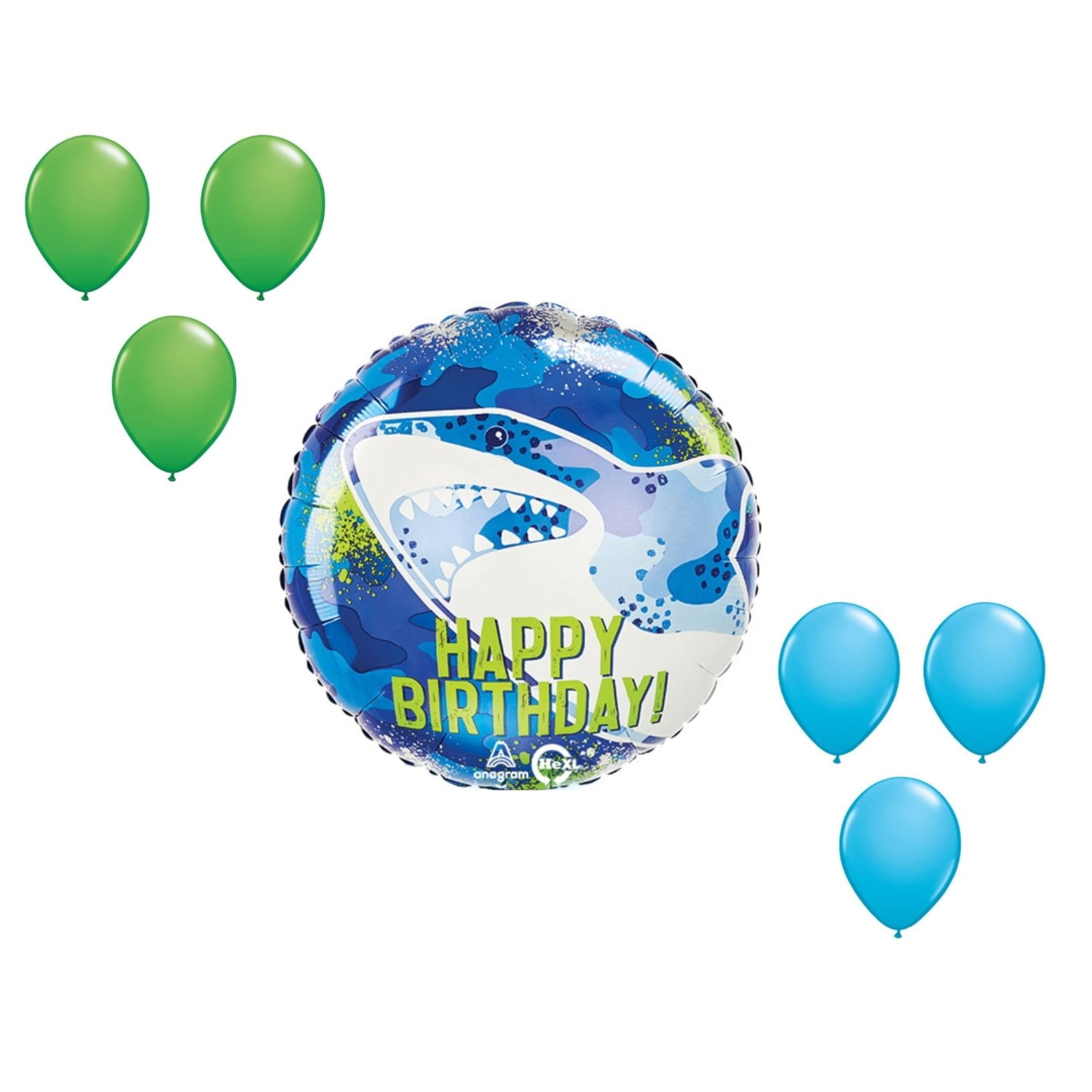 LOONBALLOON Birthday Shark Balloon Medium Shape Set (6x latex ...