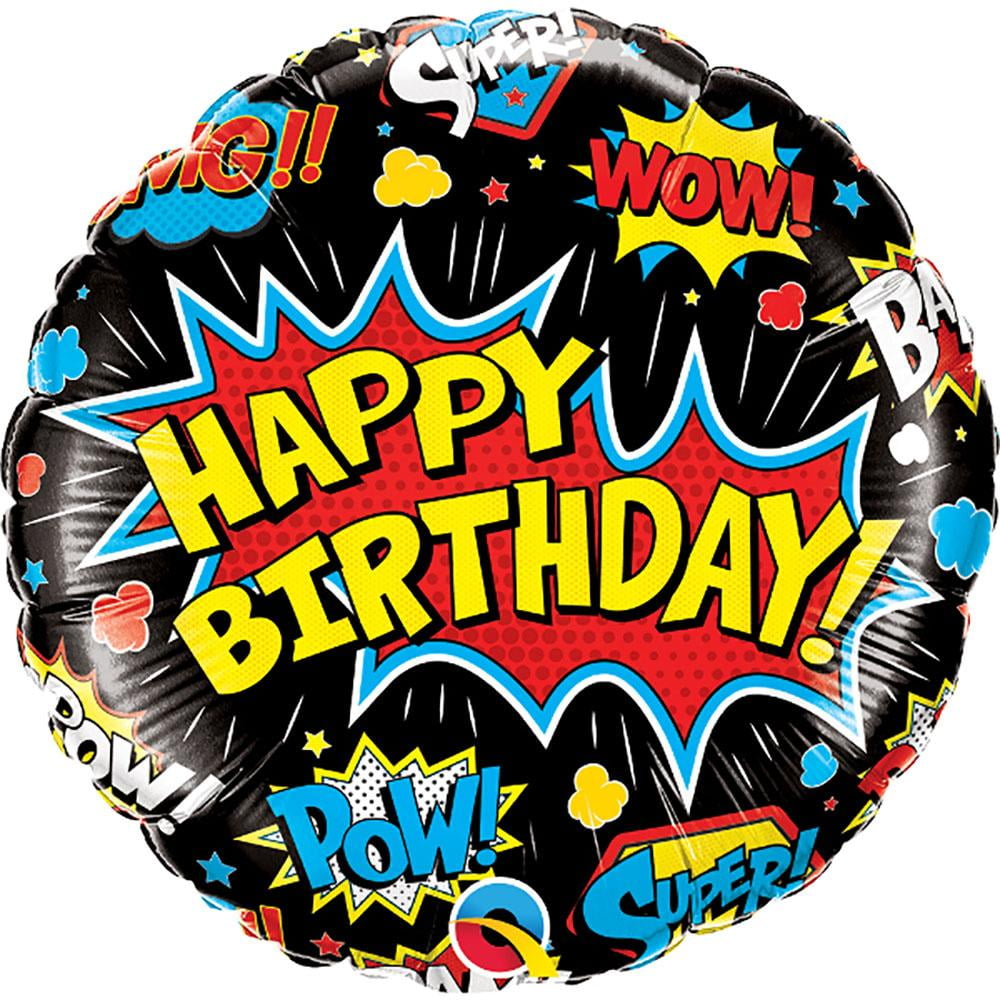 LOONBALLOON Birthday-for-him-Balloons, 18″ BIRTHDAY SUPER HERO BLACK ...