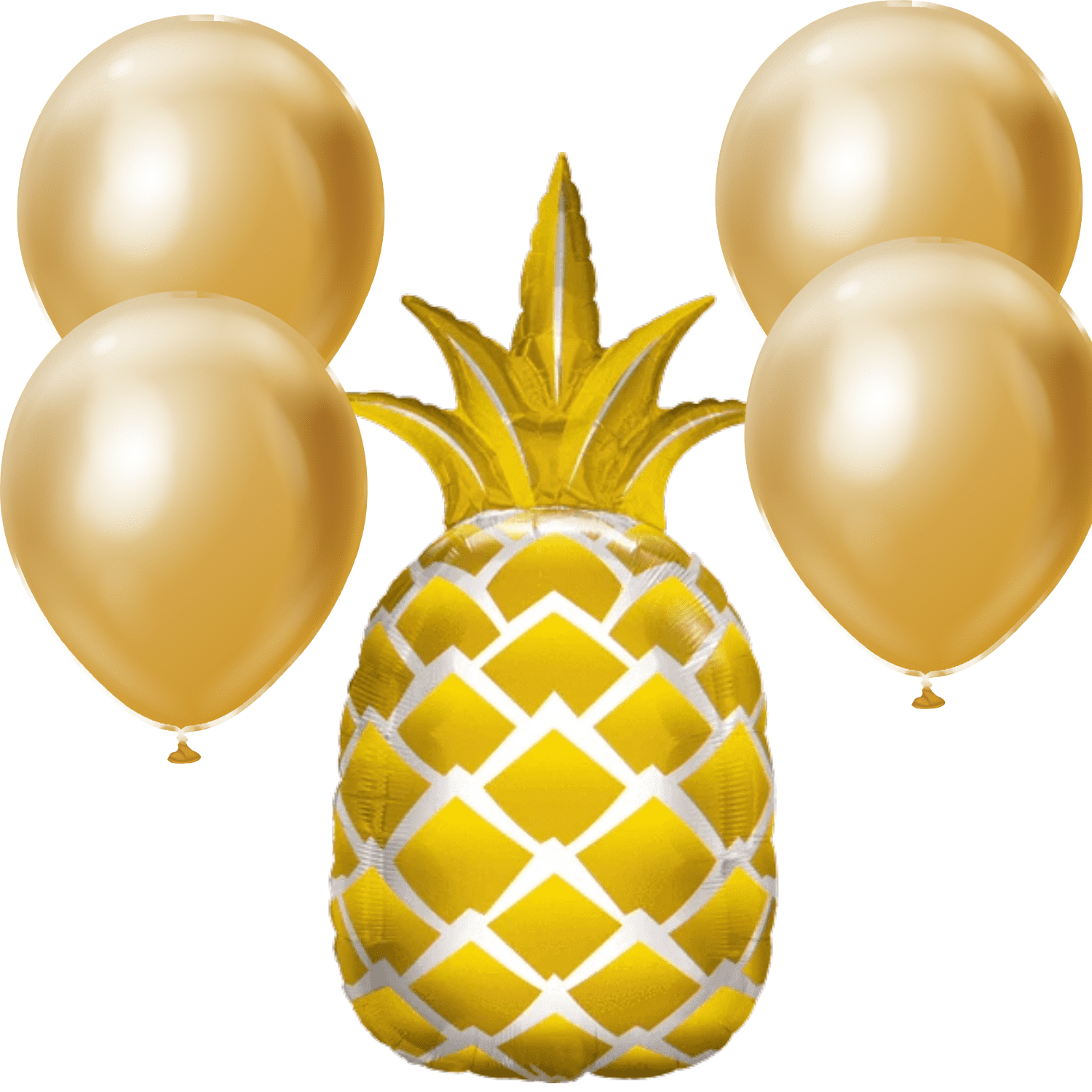 LOONBALLOON Food Fruit Balloons, 35" Gold Metallic Pineapple Balloon ...
