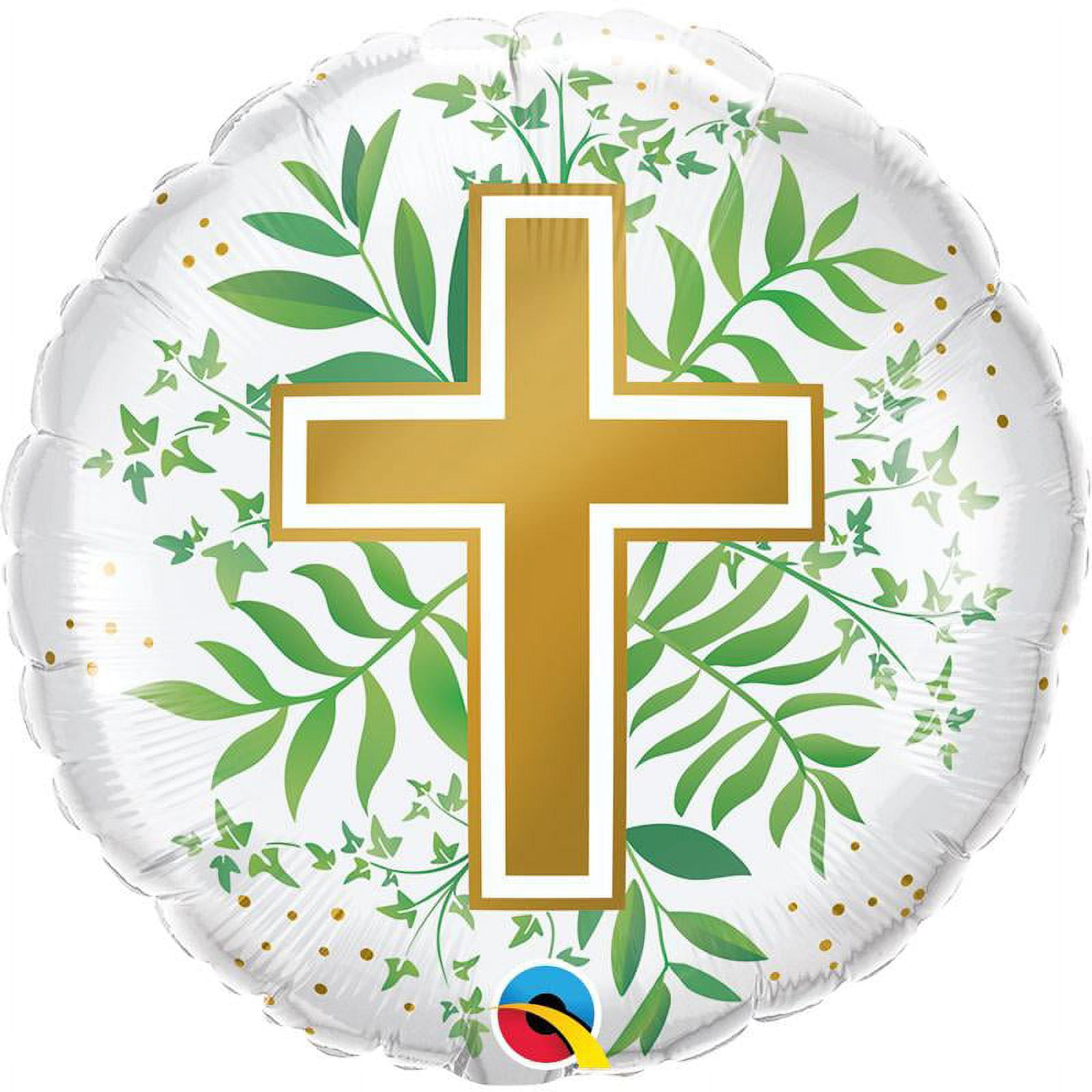 LOONBALLOON Religious Balloons, 18″ GOLDEN CROSS & GREENERY - Walmart.com