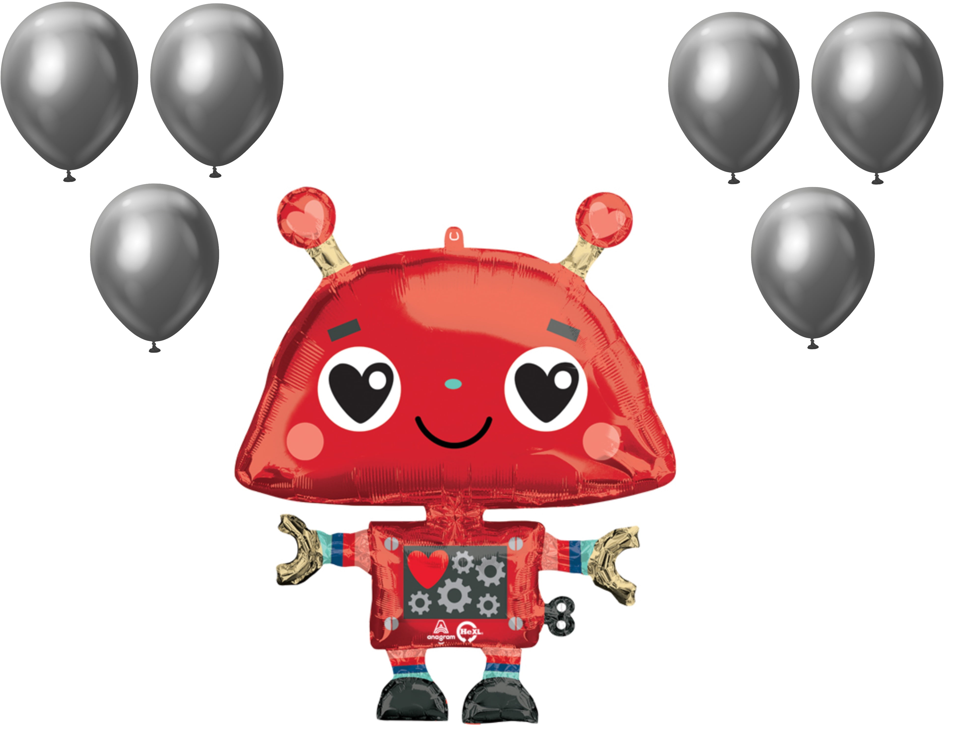 LOONBALLOON Robot AI Theme Balloon Set, 35 Inch Love Robot Balloon and ...