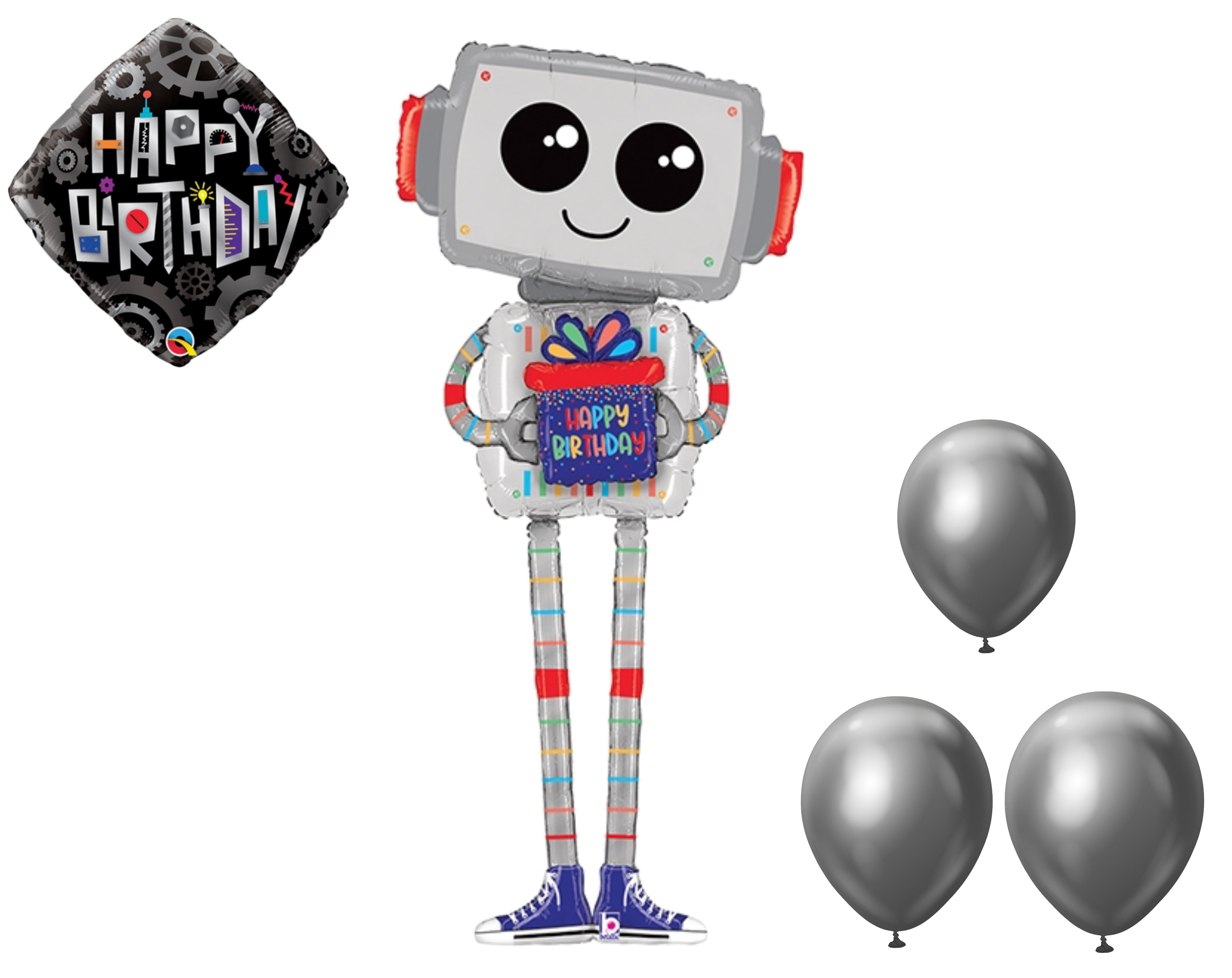 LOONBALLOON Robot AI Party Supplies, 56 Inch Foil Birthday Robot ...