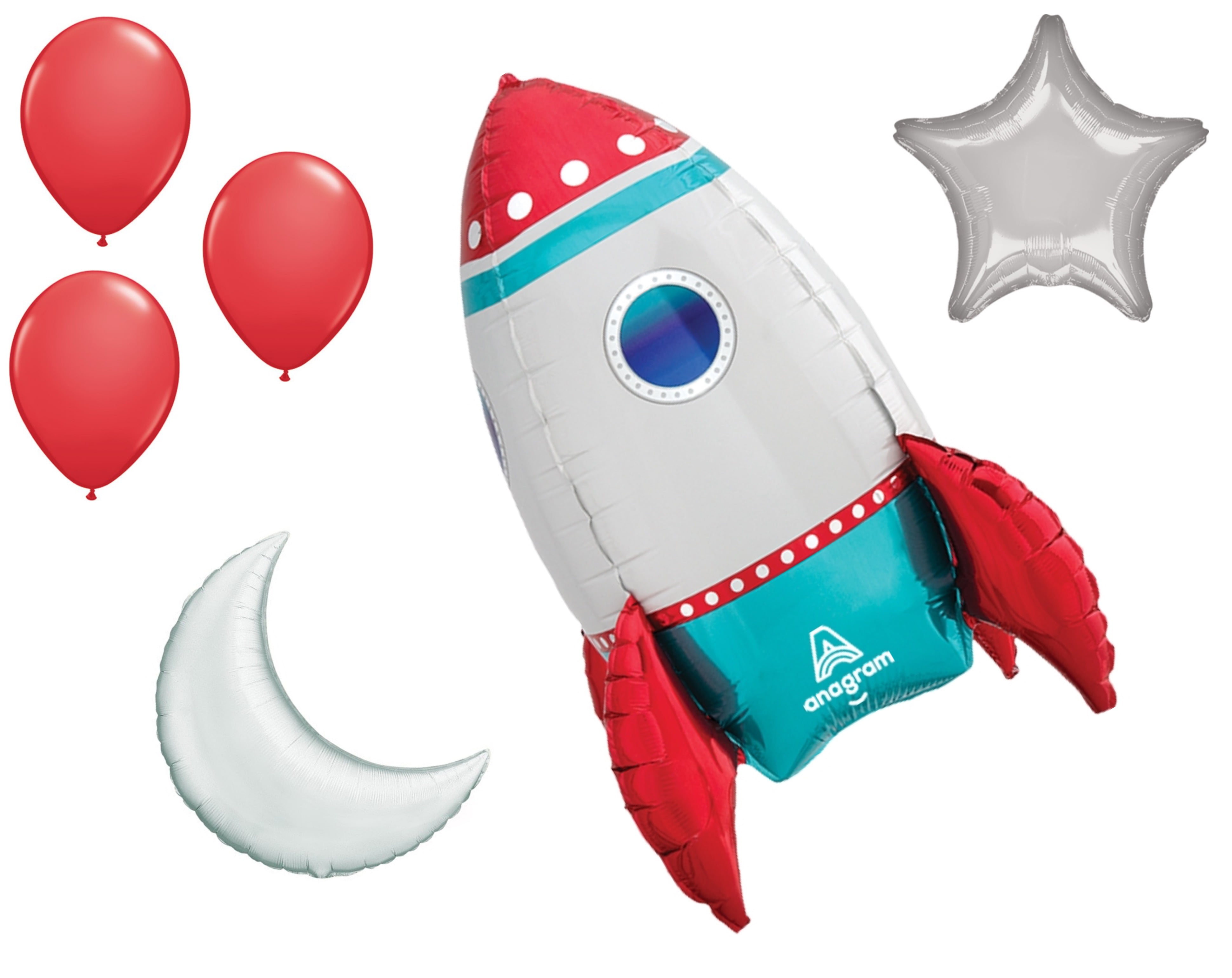 LOONBALLOON Space, Alien, Rocket Theme Balloon Set, 21 Inch Rocket Ship ...