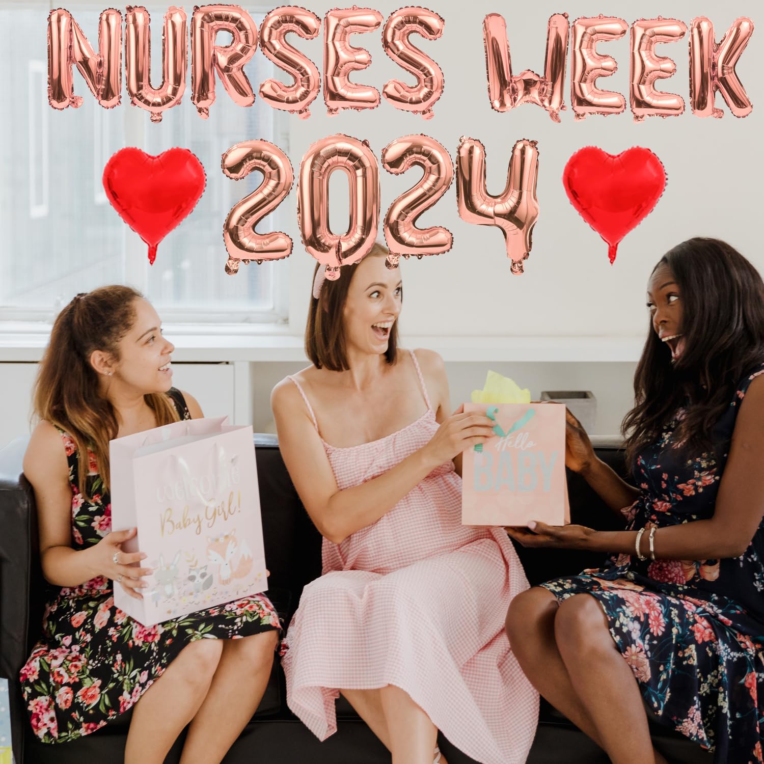 LOONELO Nurses Week Foil Balloons Banner, 2024 Nurses Week Decoration ...