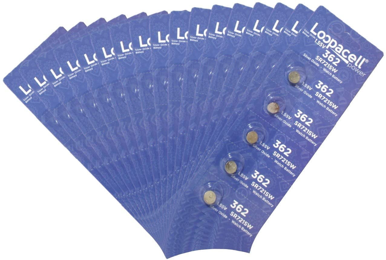 LOOPACELL 100 Pack 362 Watch Electronics Batteries 1.55 Volt Silver ...