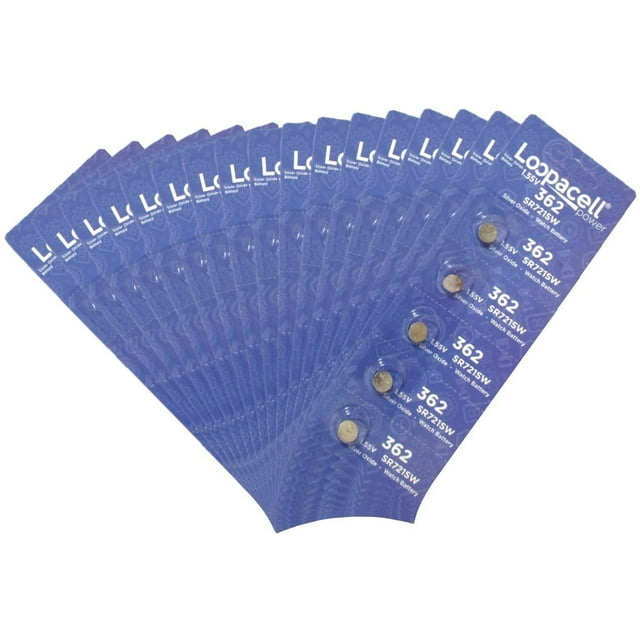 LOOPACELL 100 Pack 362 Watch Electronics Batteries 1.55 Volt Silver ...